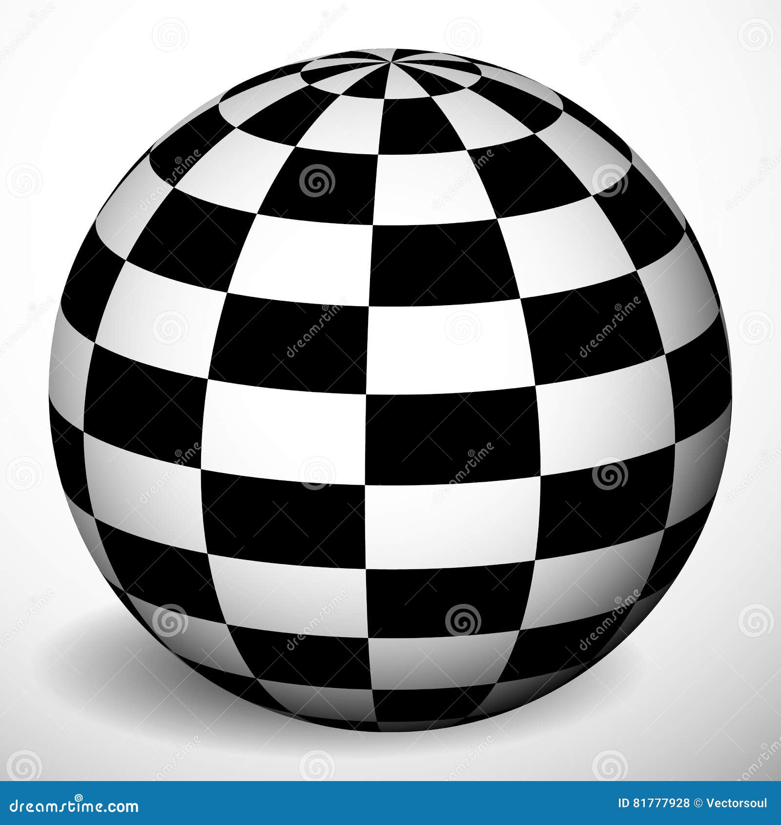 Checkered 3d Sphere with Shading and Shadow. Orb, Ball with Squa Stock ...