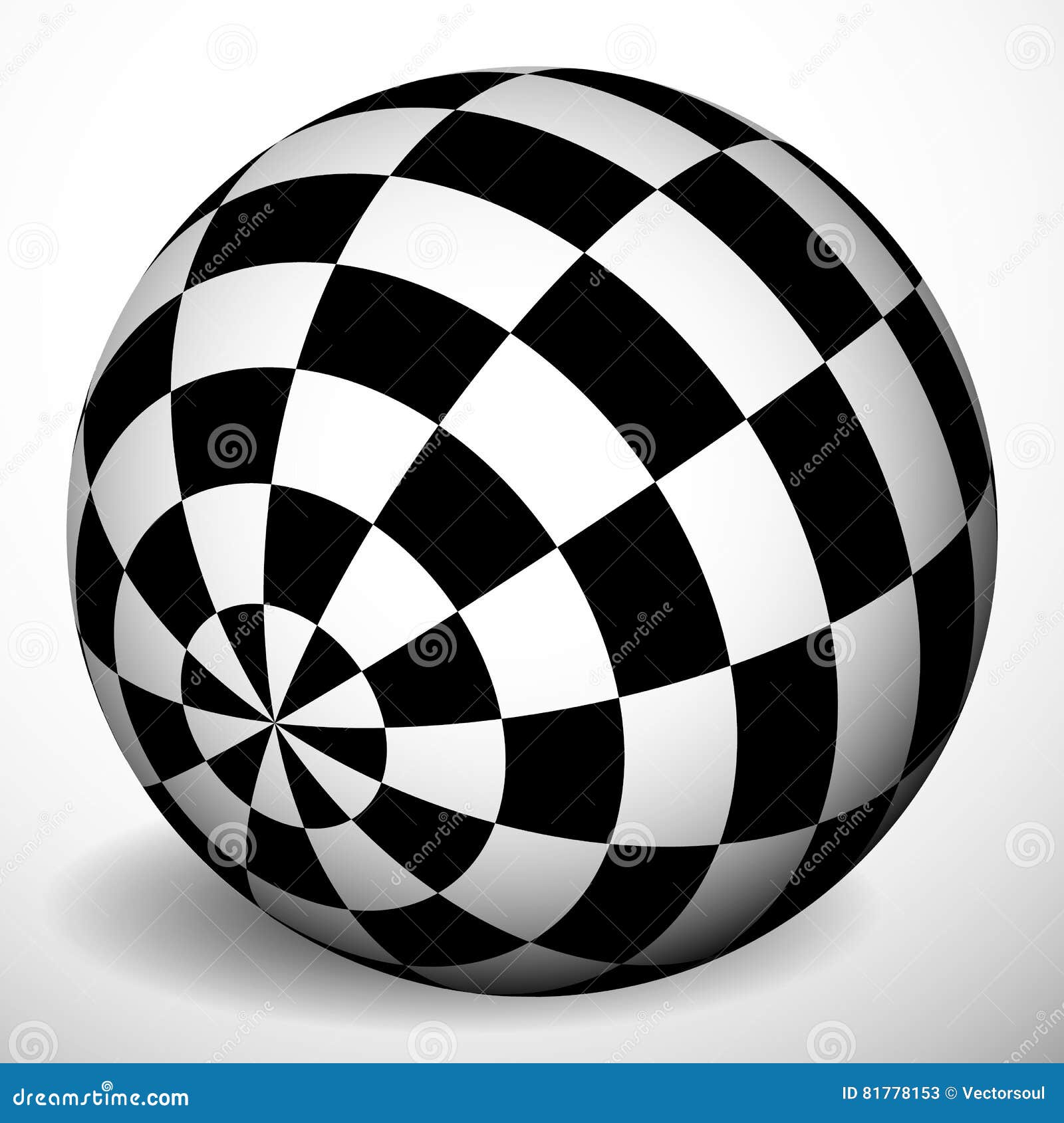 Checkered 3d Sphere with Shading and Shadow. Orb, Ball with Squa Stock ...