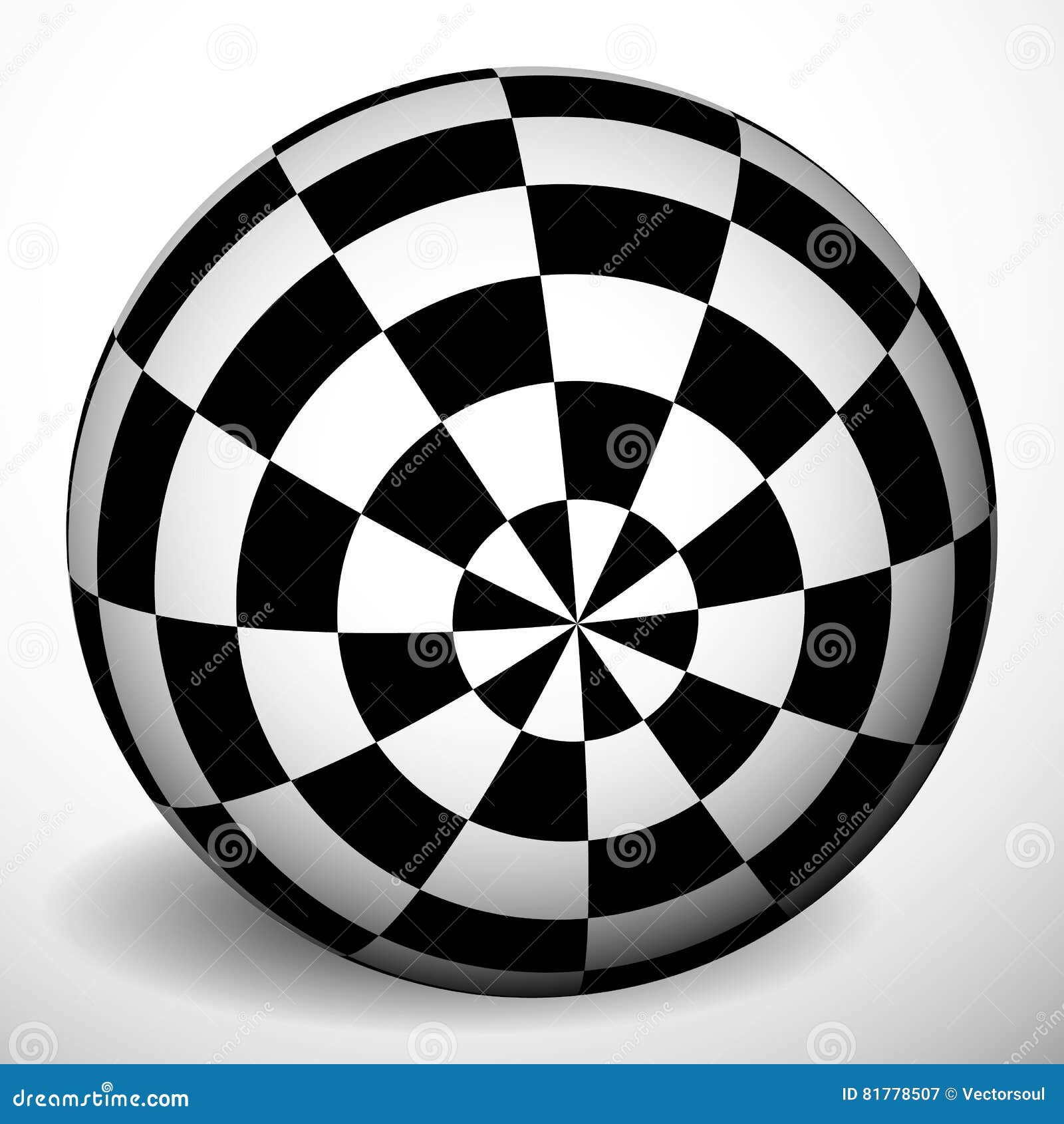 Checkered 3d Sphere with Shading and Shadow. Orb, Ball with Squa Stock ...