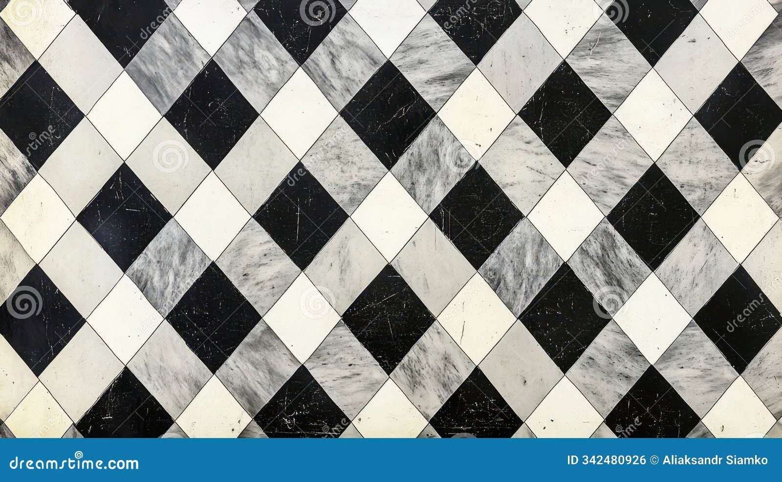 Checkered Diamond Pattern in Black and White Design Stock Illustration ...