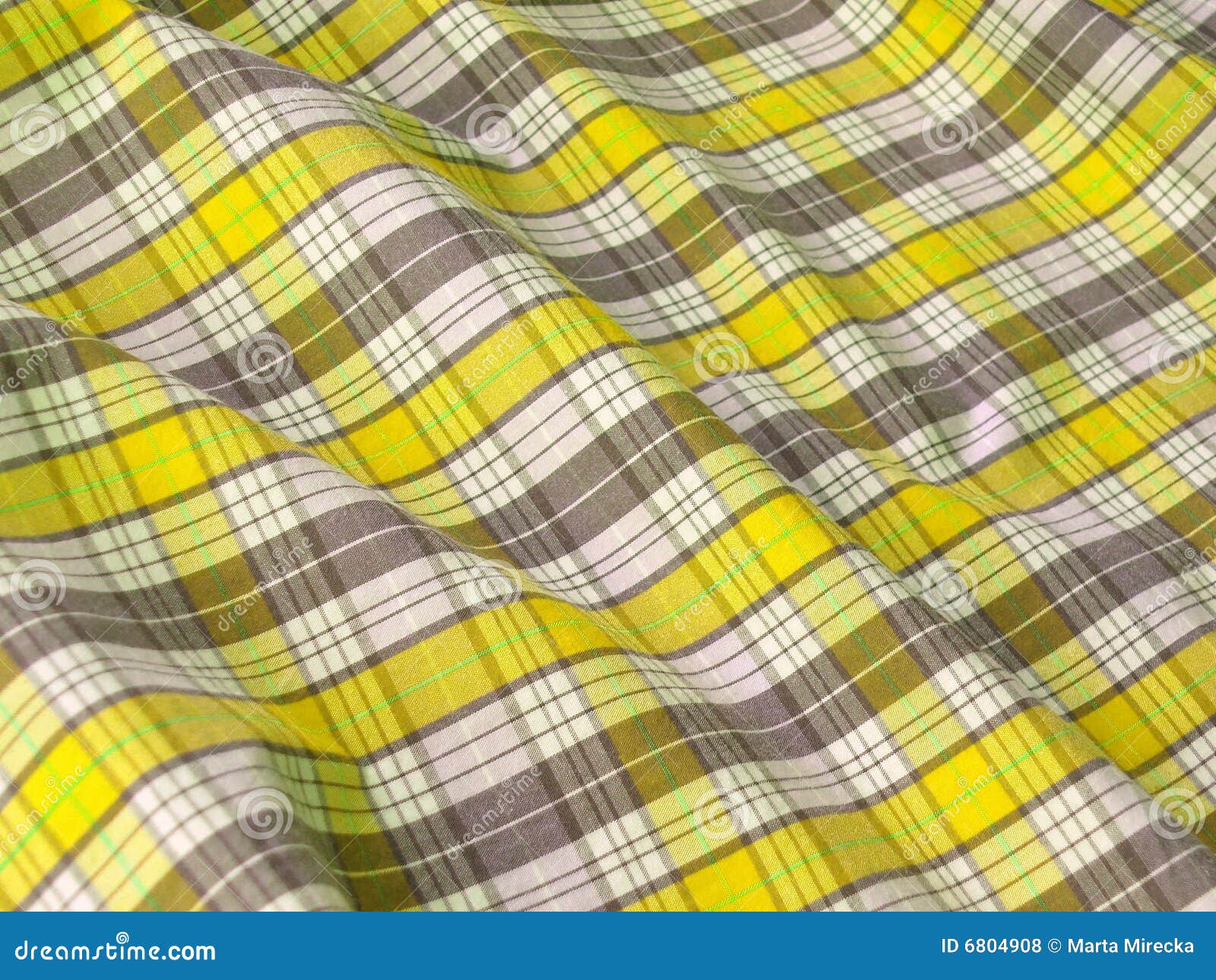 Checkered Fabric Close Up. Yellow Stock Photo - Image of cover, folded ...