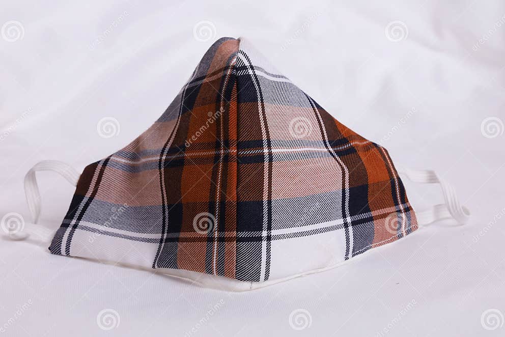 Checkered Face Mask on White Background Stock Image - Image of protect ...