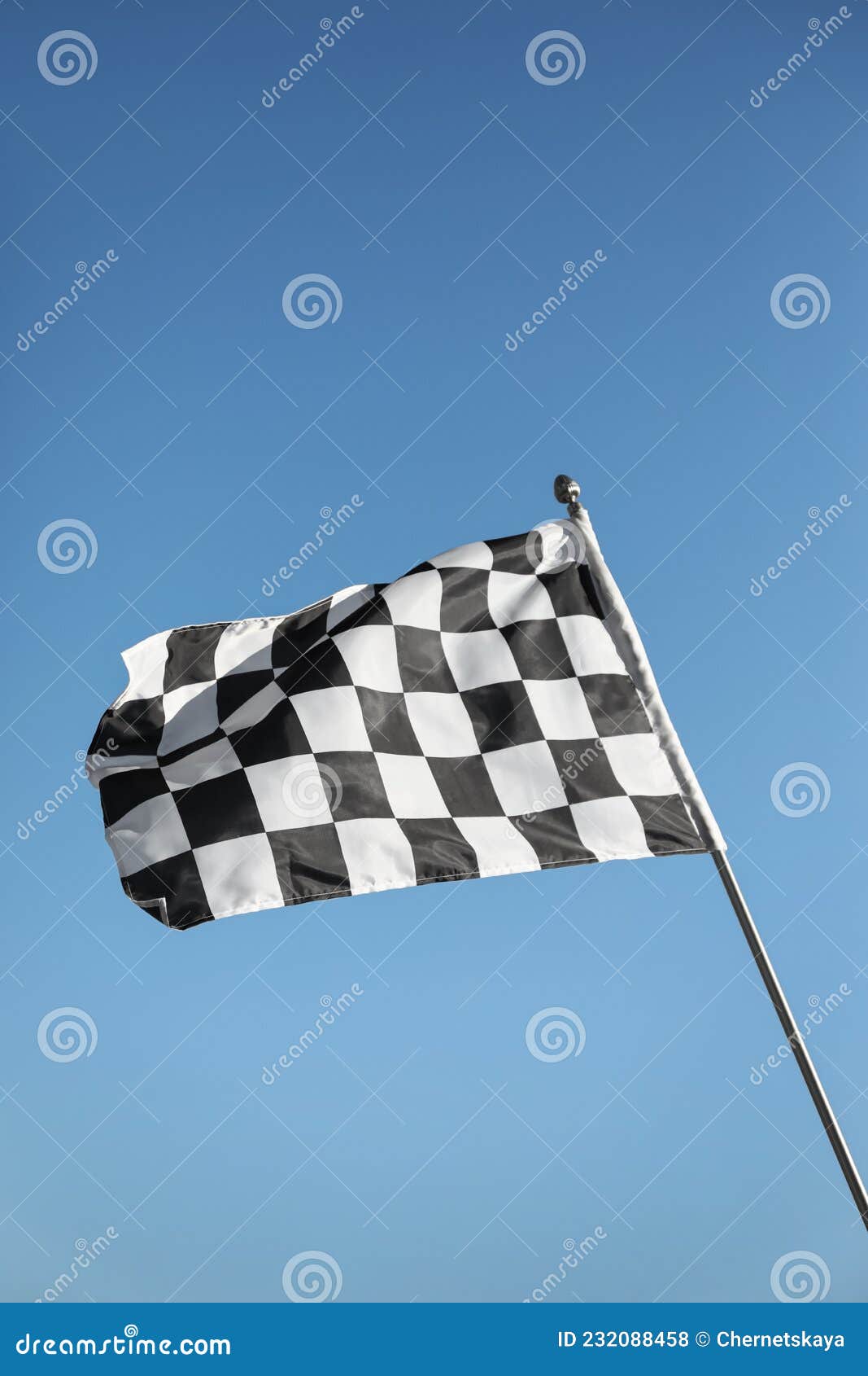 Checkered Finish Flag on Light Blue Background Stock Photo - Image of ...