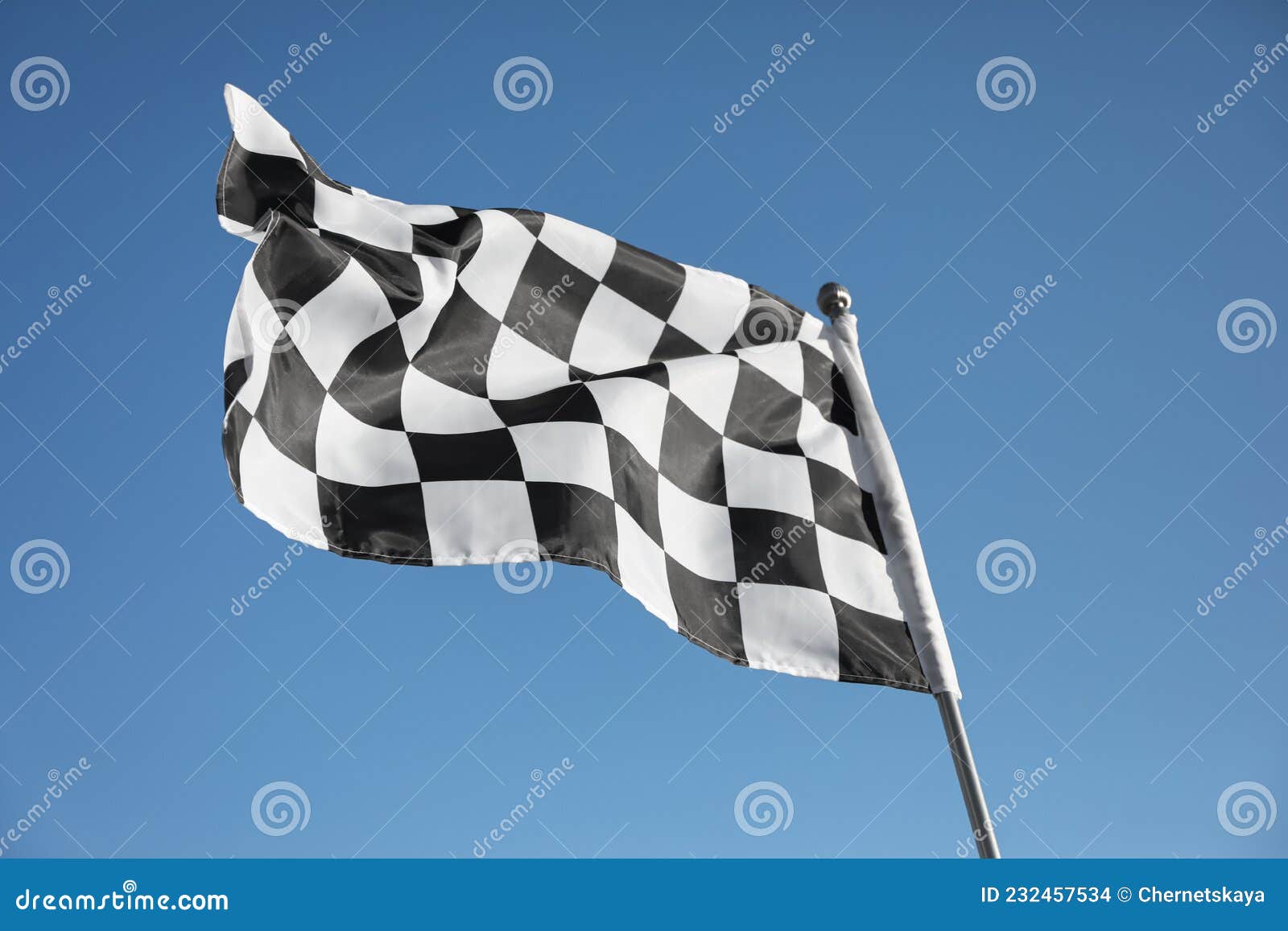 Checkered Finish Flag on Light Blue Background Stock Photo - Image of ...