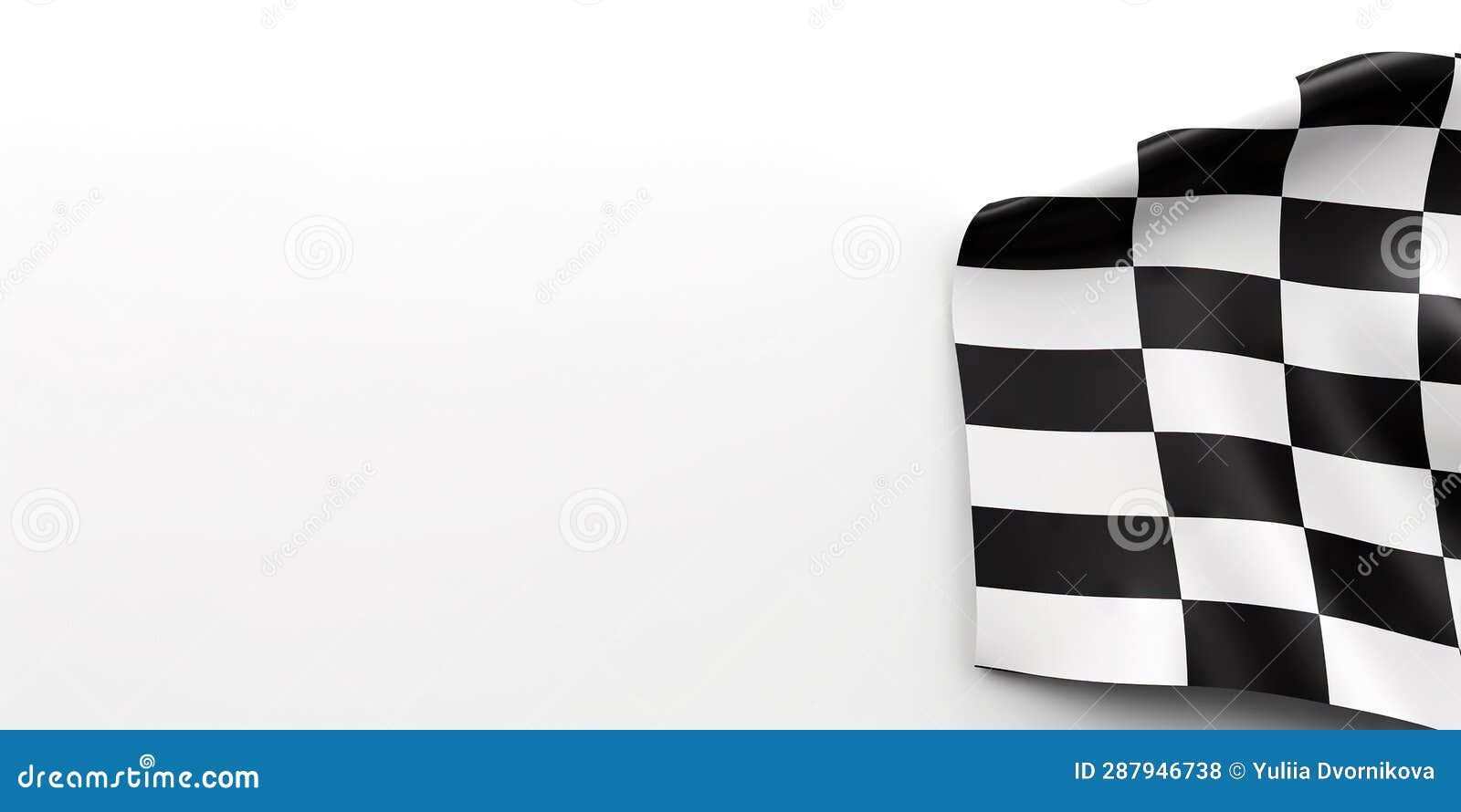 Checkered Finish Flag on White Background, Top View. Space for Text ...