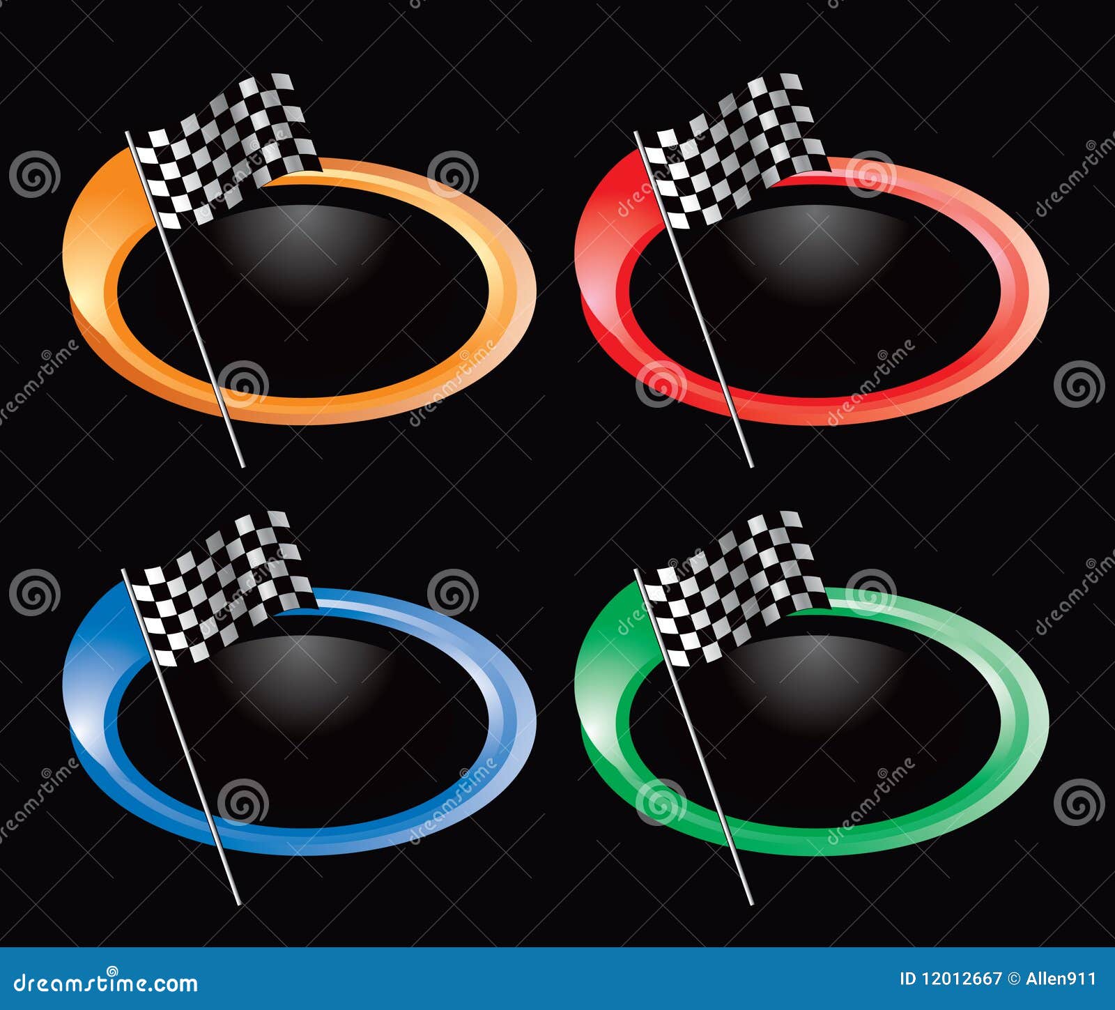 Checkered Flag on Colored Rings Stock Vector - Illustration of winner ...