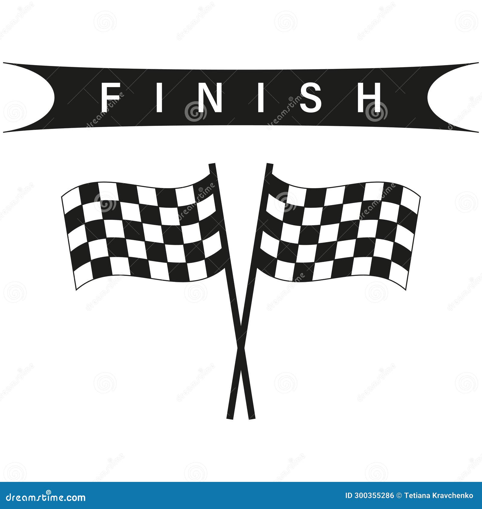 Checkered Flag Finish with Shadow. Vector Illustration. EPS 10 Stock ...
