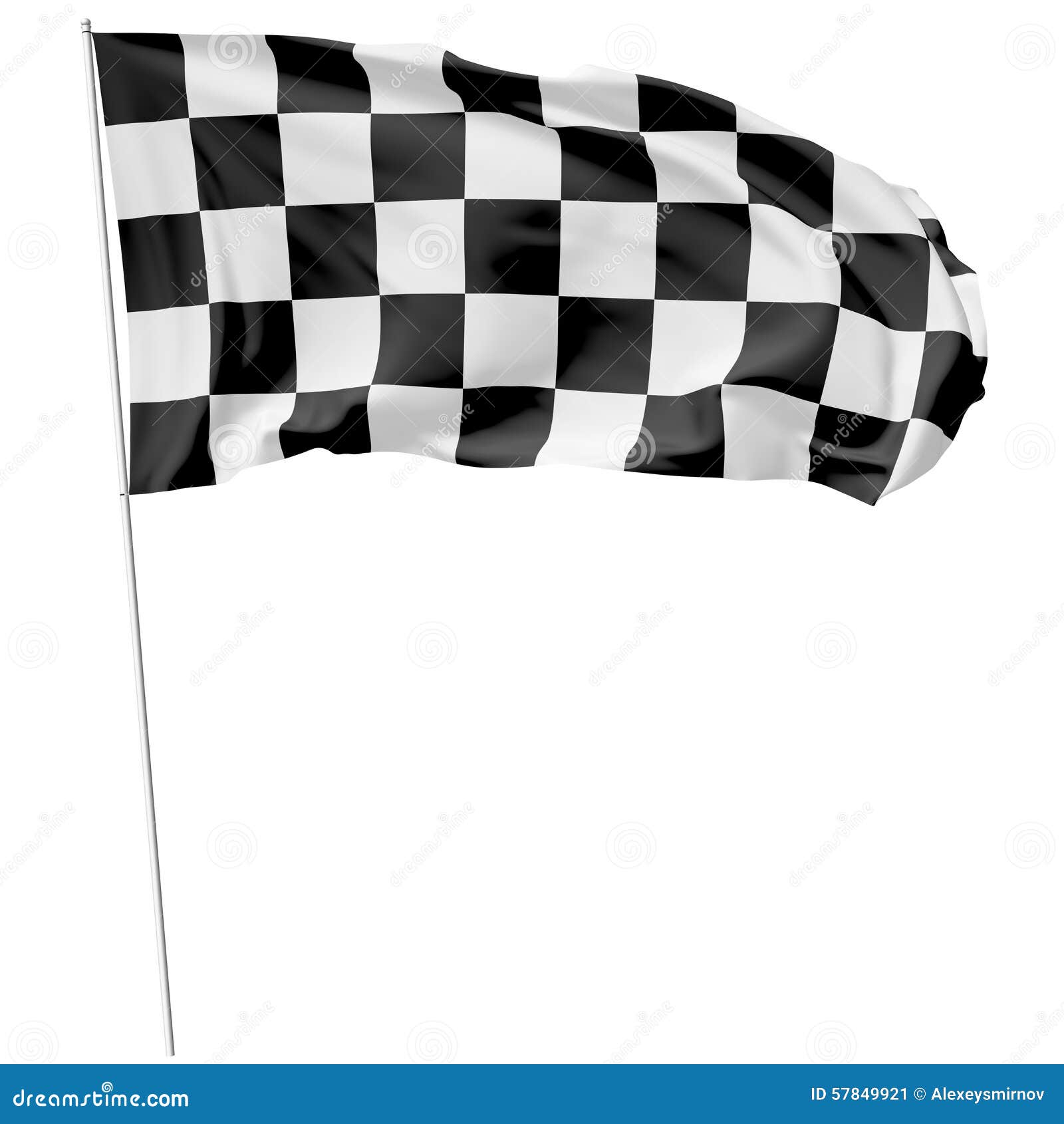 Checkered Flag on Long Flagpole Stock Illustration - Illustration of ...
