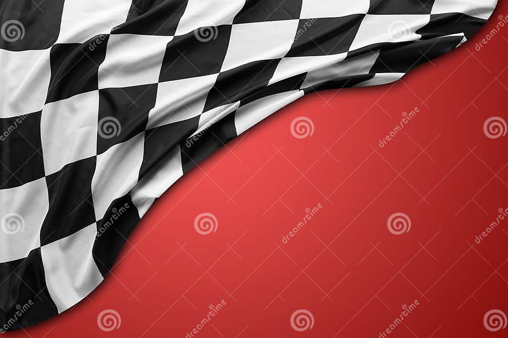 Checkered flag on red stock photo. Image of checkered - 321986968