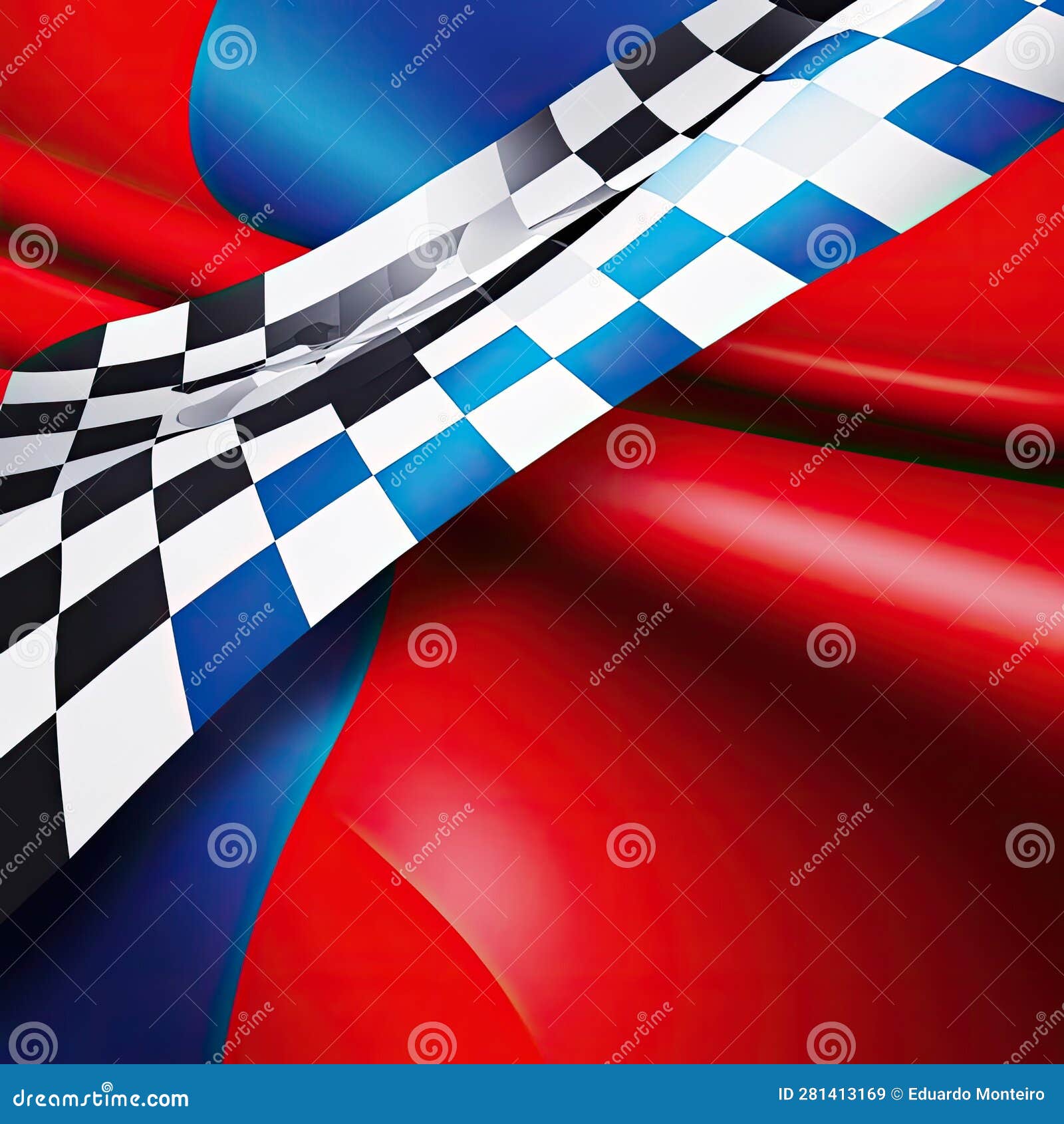 Checkered Flag on Red and Blue Background - Vector Illustration Stock ...
