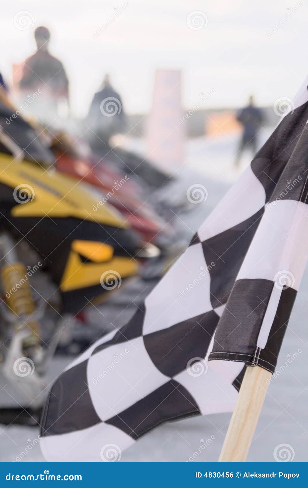 Checkered Flag Snowmobile Race Stock Photo - Image of sports, racing ...