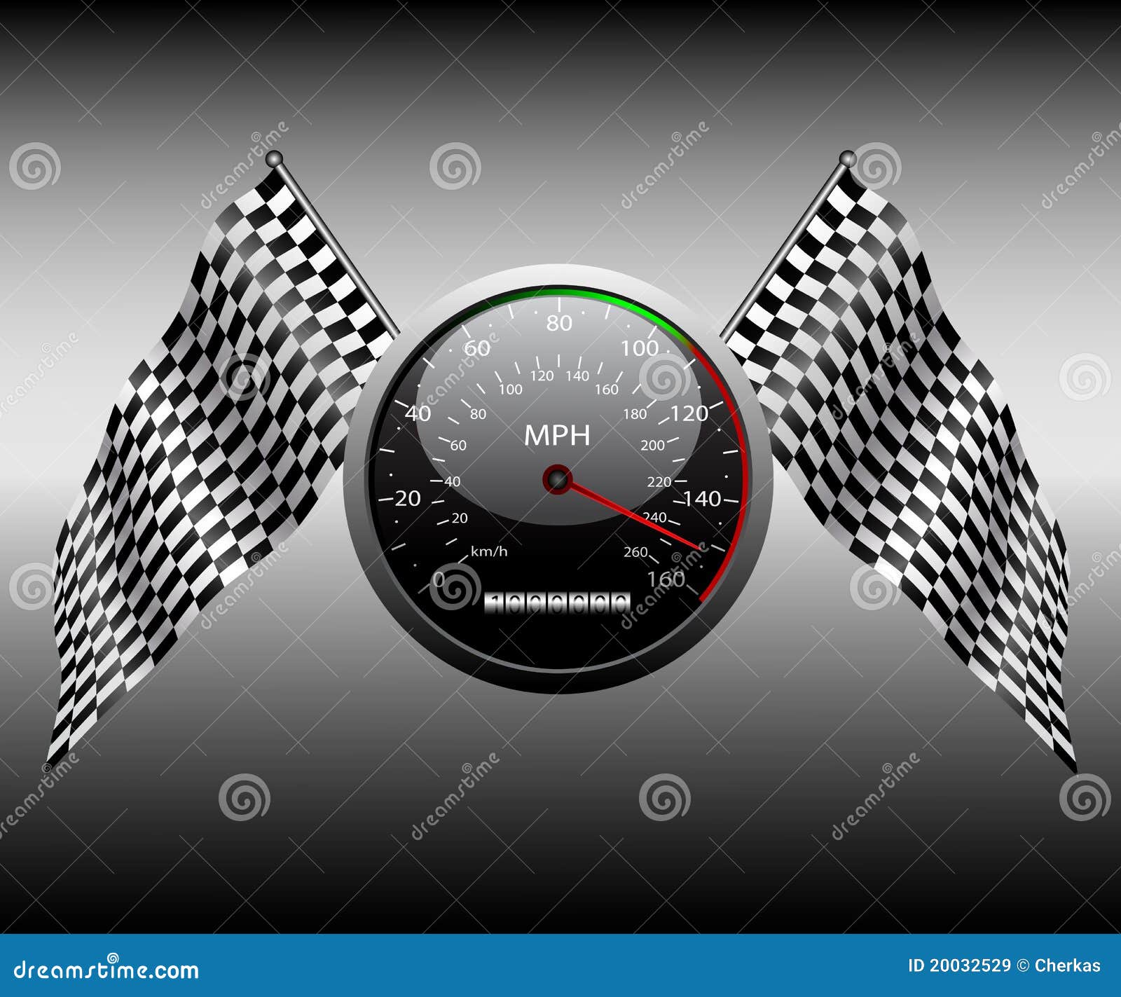 Checkered Flag and the Speedometer. Stock Vector - Illustration of ...