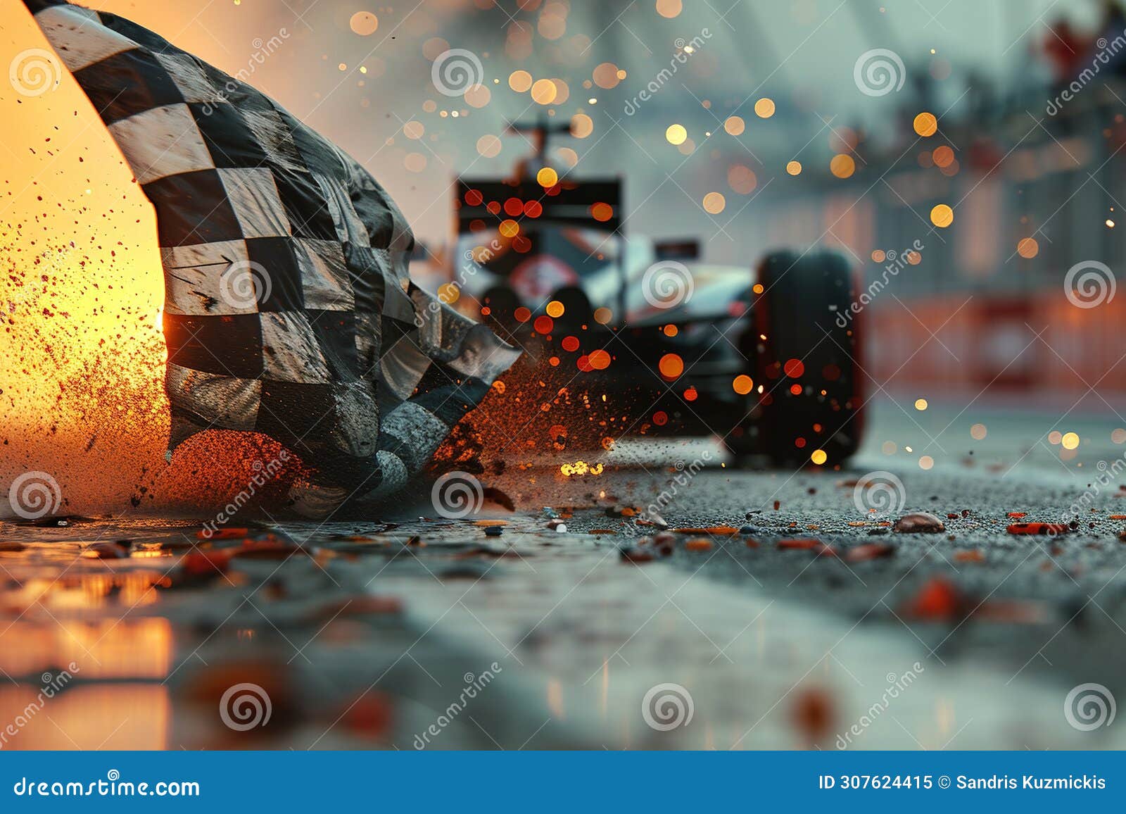 A Checkered Flag Waving, Signaling the End of the Race. Generative AI ...