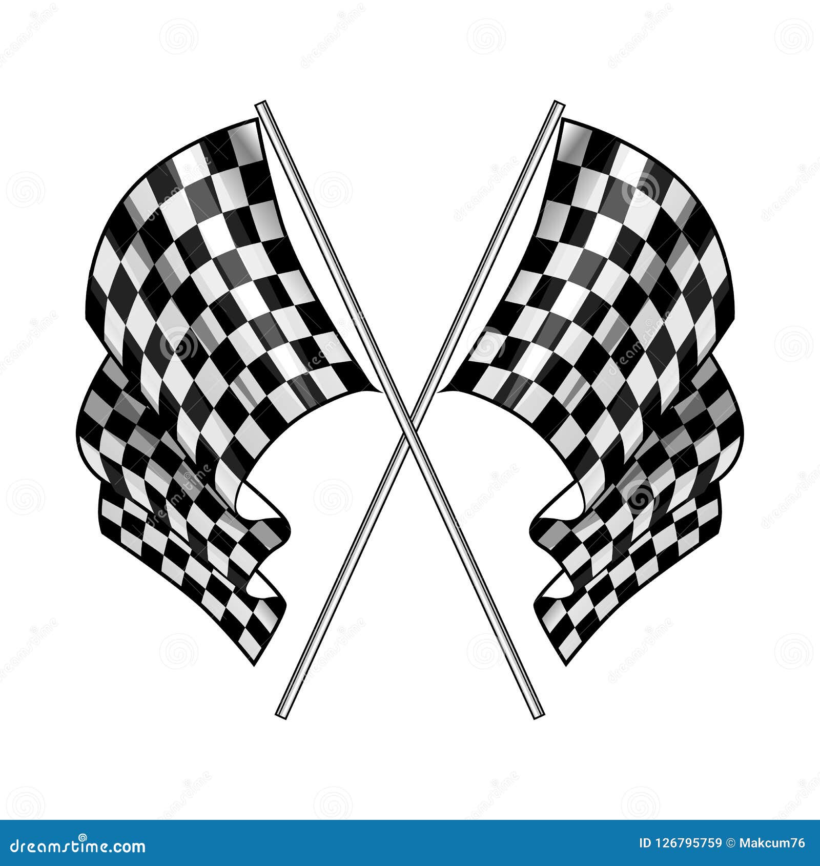 Checkered Flag on White Background. Stock Vector - Illustration of flag ...