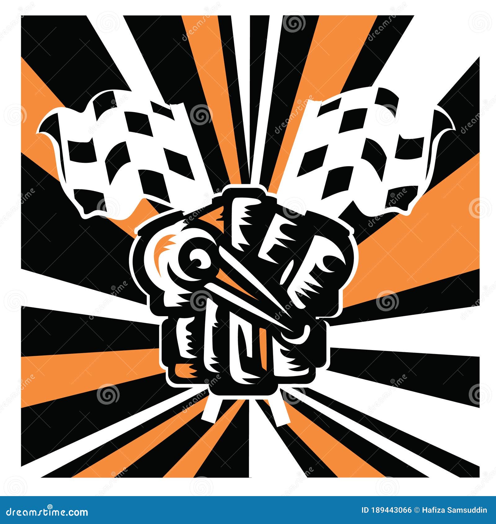 Checkered Flags with Car Engine. Vector Illustration Decorative Design ...