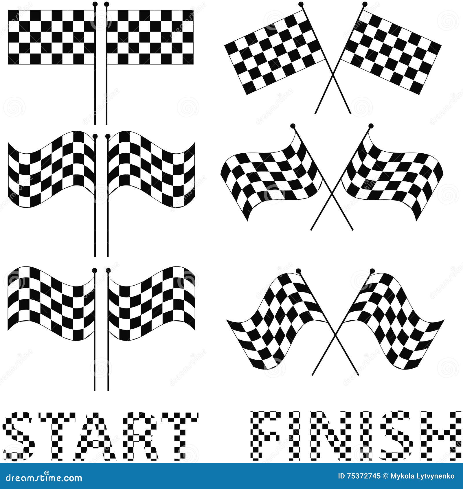Checkered Flags Set For Racing And Autosport Design Such A Logo Stock