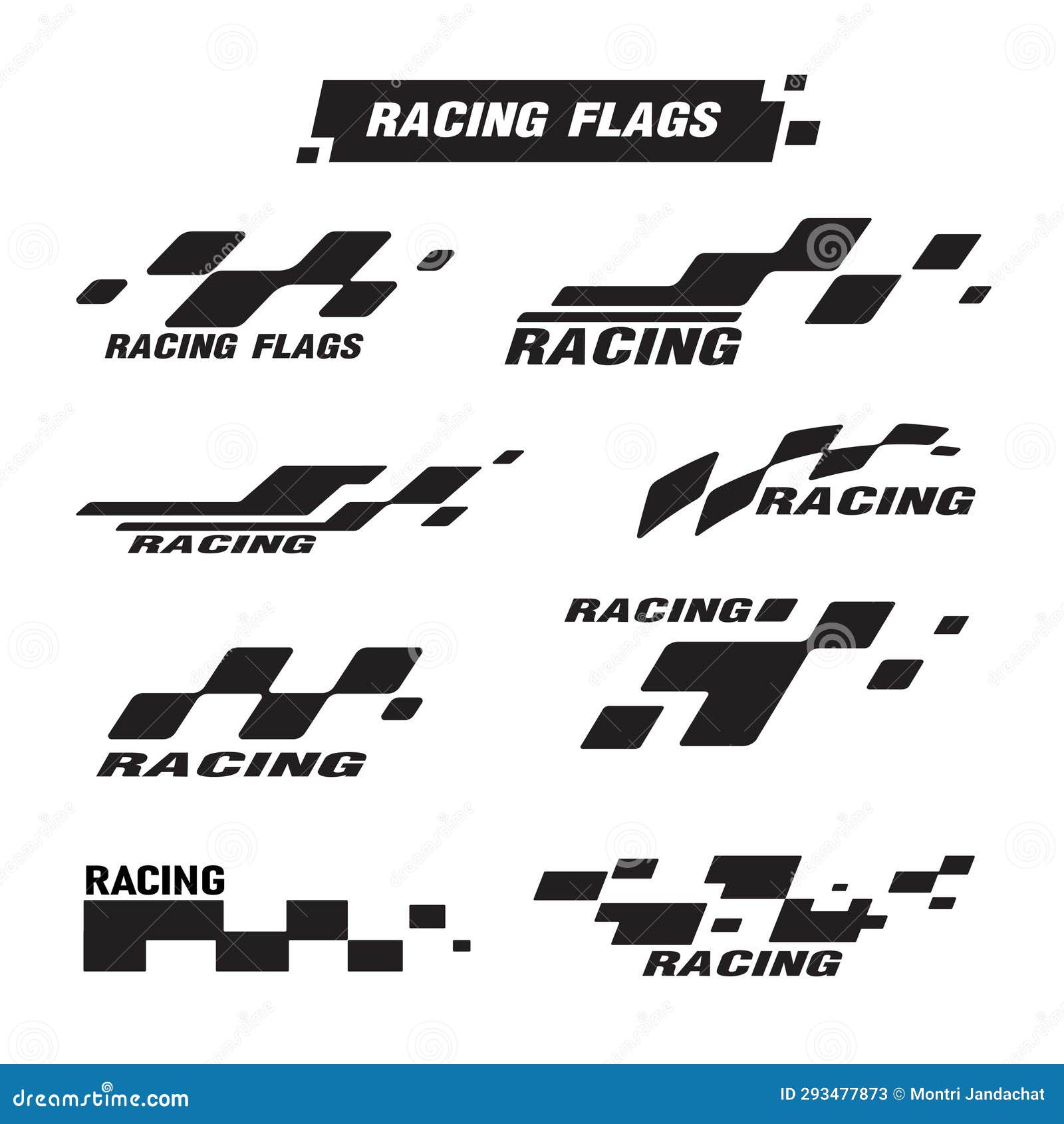 Checkered Flags Set, Racing Flags Icon. Race Car Victory Logo. Vector ...