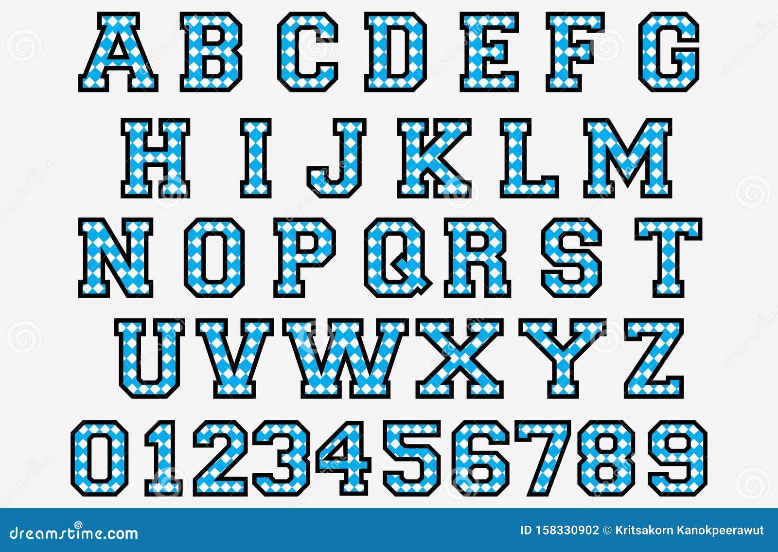 Checkered font and number stock photo. Image of folded - 158330902