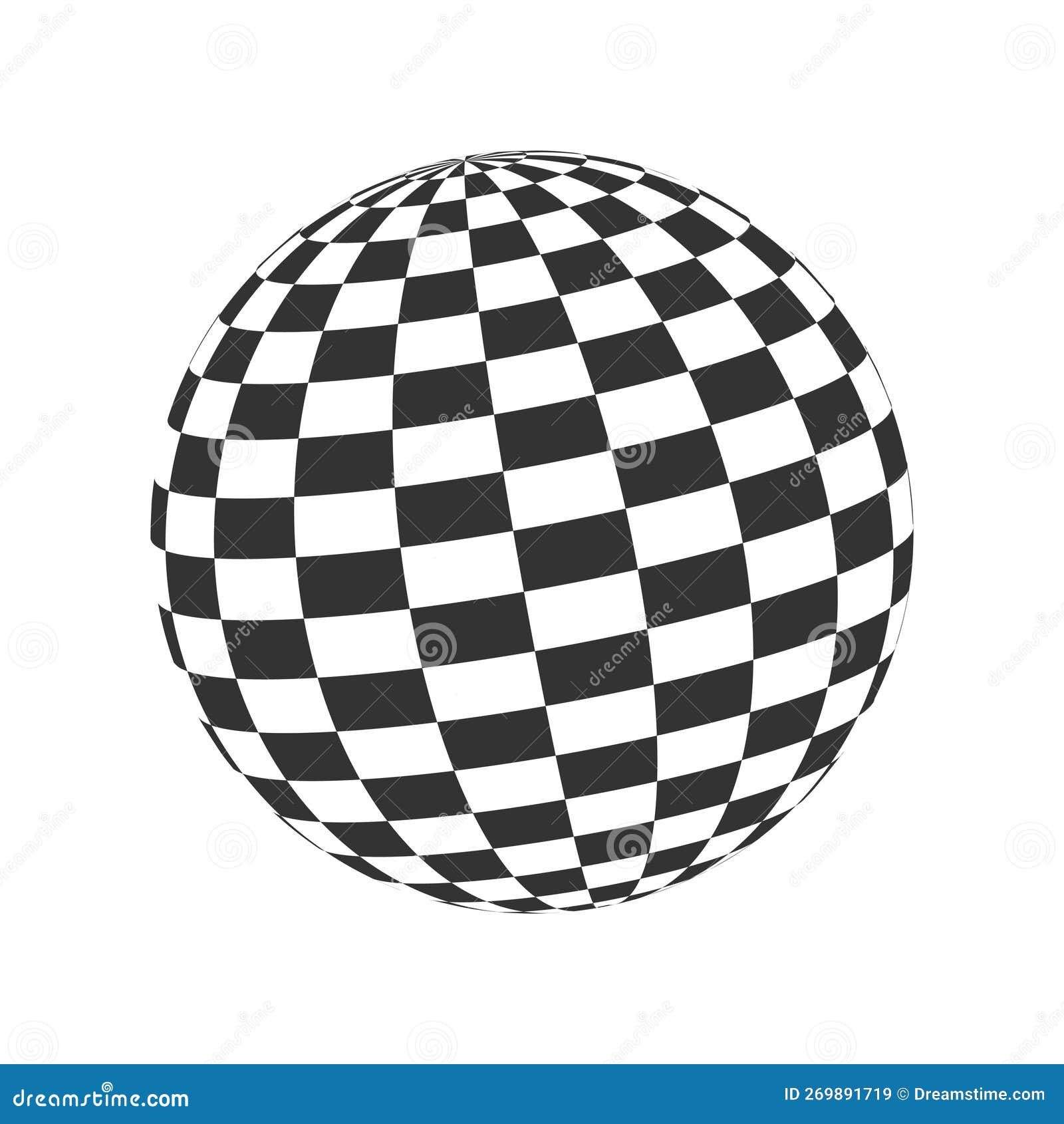 Checkered Globe. 3D Sphere Icon. Orbit Model, Spherical Shape. Ball ...