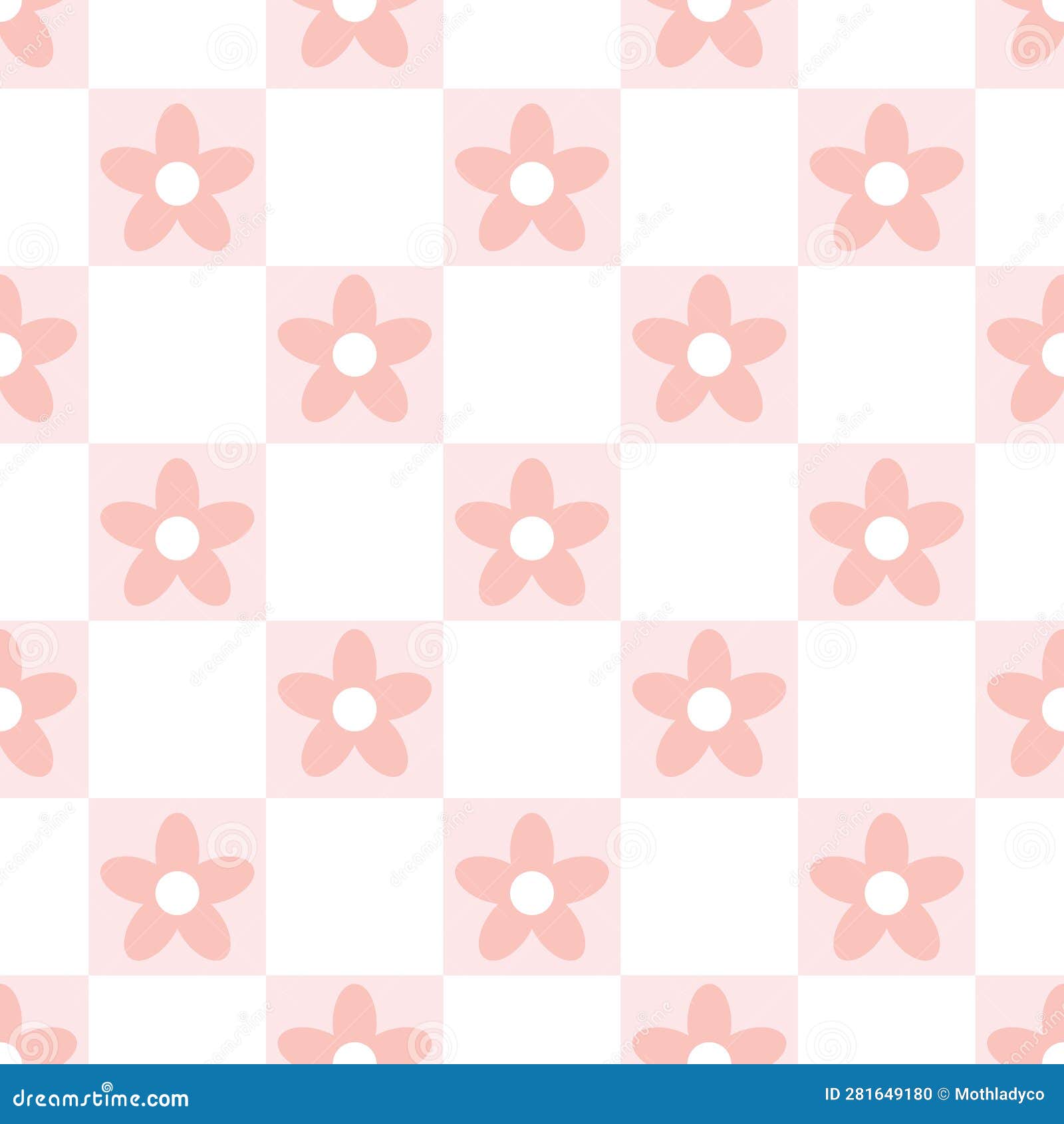 Checkered Groovy Floral Pattern, Seamless Background Stock Vector ...