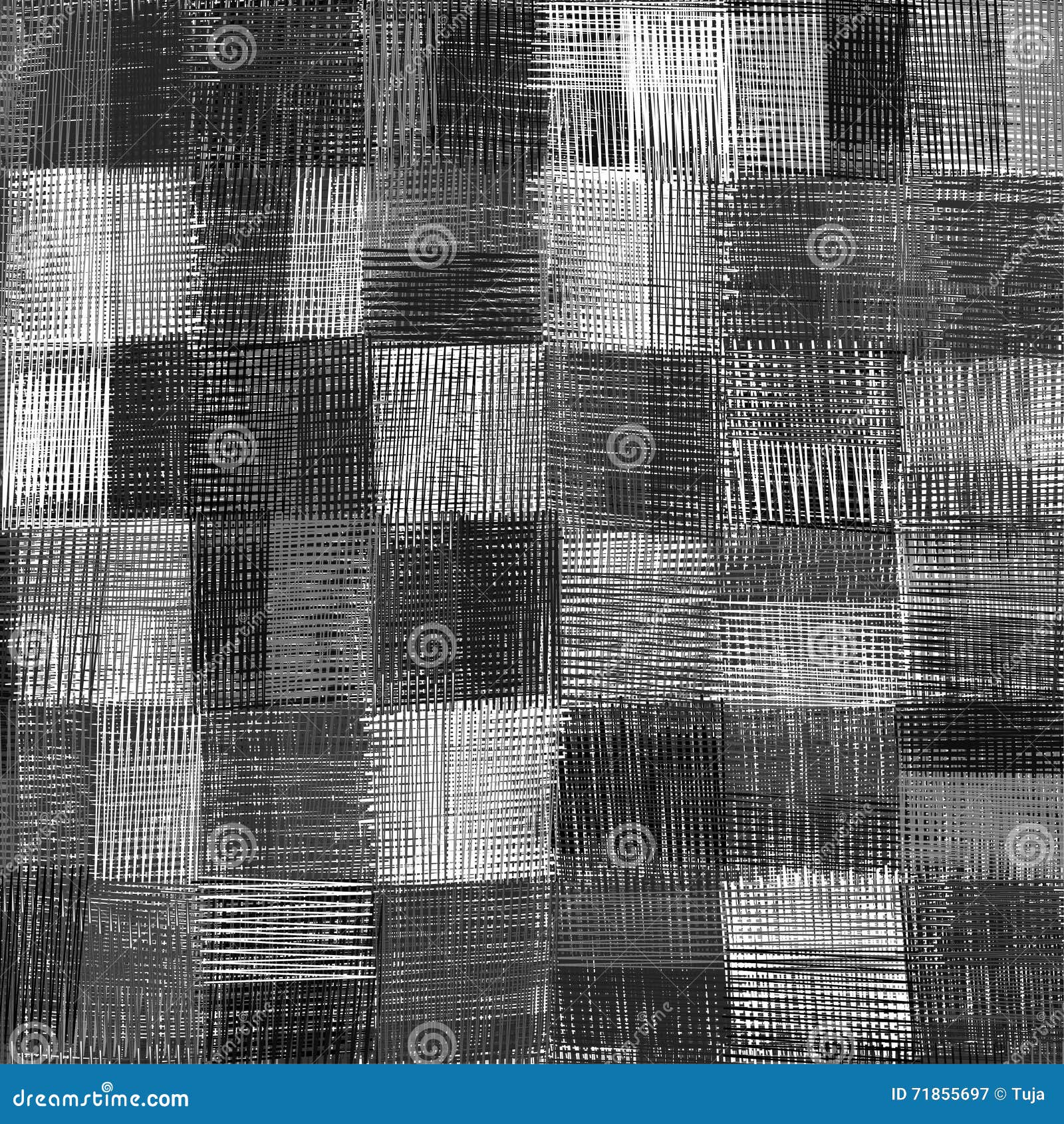 Checkered Grunge Striped Guilt Seamless Pattern in Black and White ...