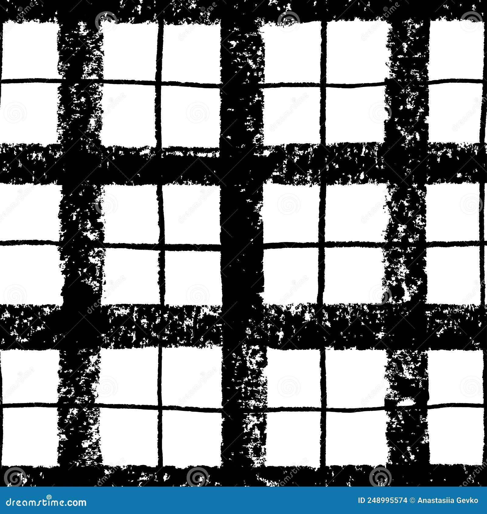 Checkered Hand Drawn Black Vector Seamless Pattern Stock Vector ...
