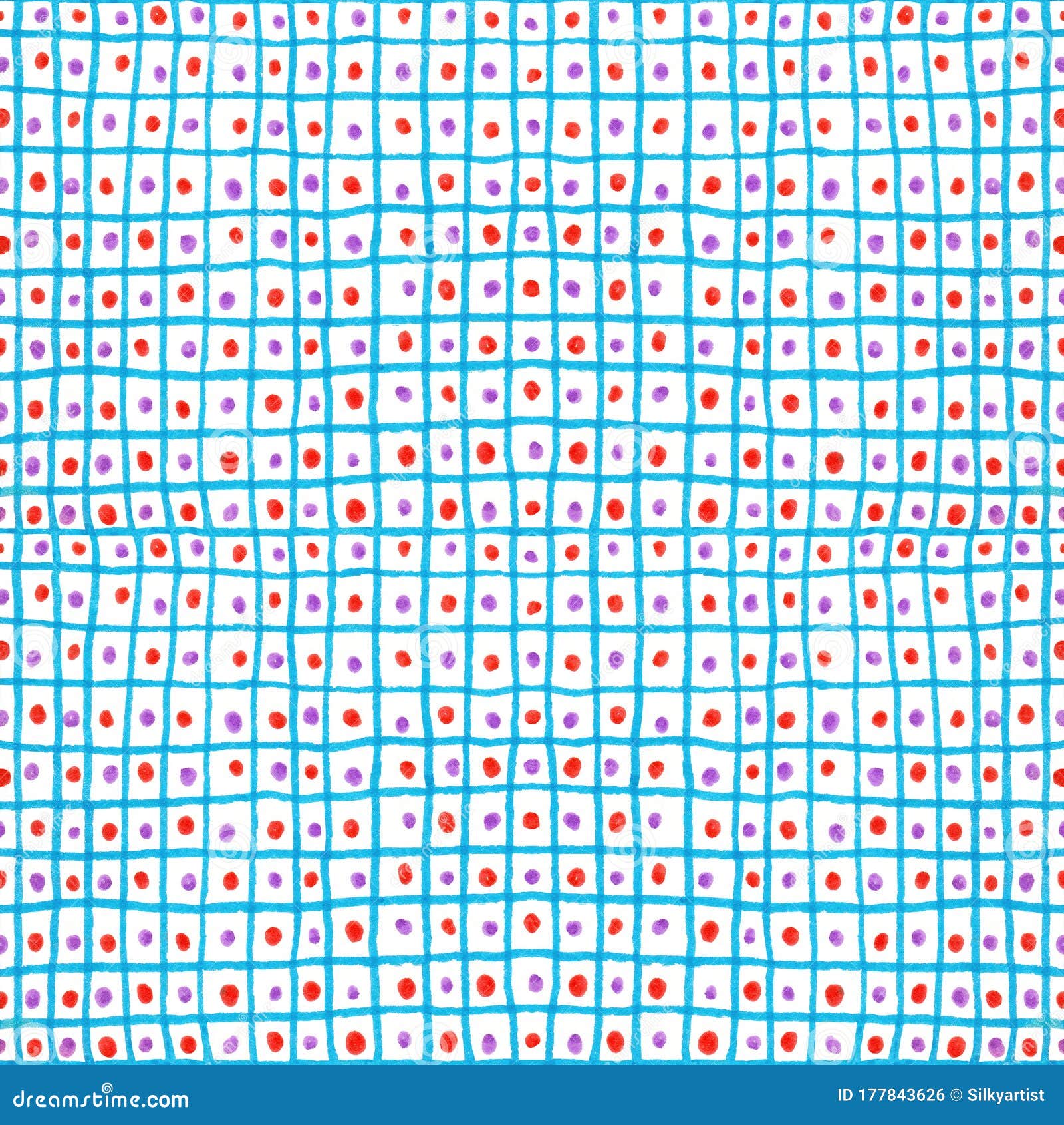 Checkered Hand Drawn Pattern With Blue Vertical Lines Intersecting ...