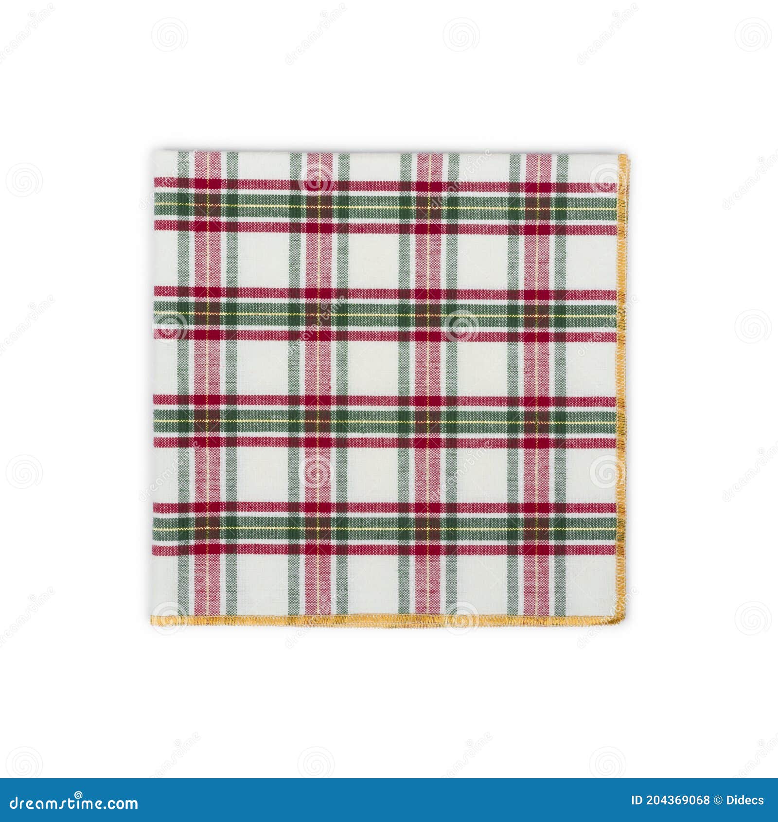Checkered Kitchen Napkin Isolated on White Background Stock Photo ...