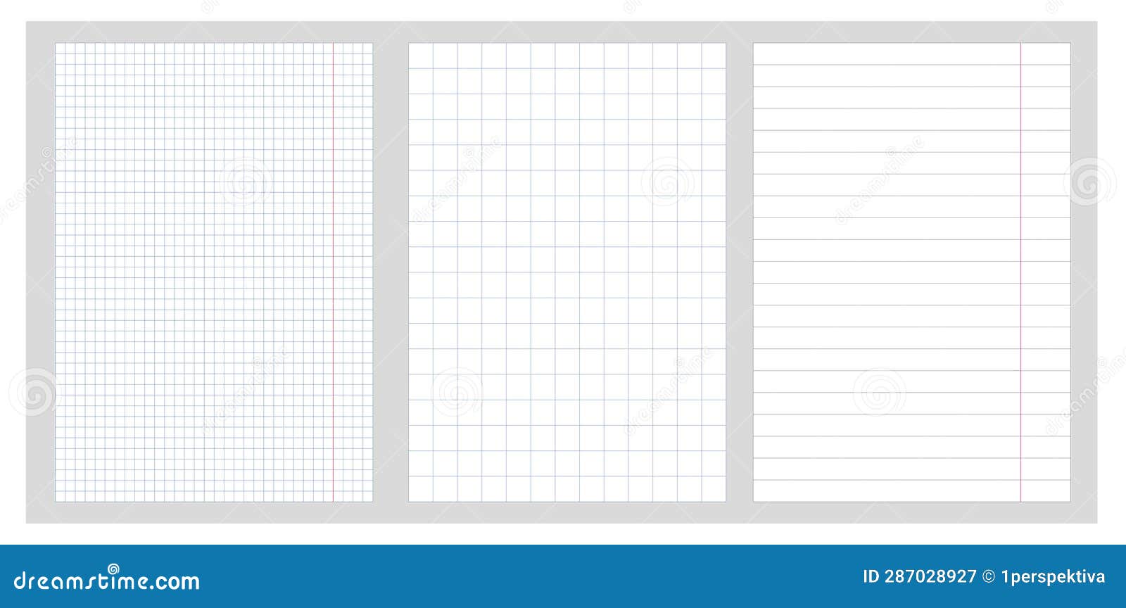 Checkered and Lined Notebook Page. Seamless Pattern of Blank Checkered ...