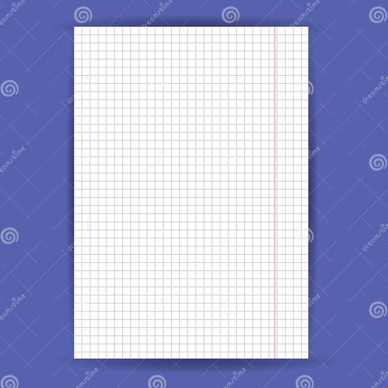 Checkered Notebook Paper on Blue Background. Vector Stock Vector ...