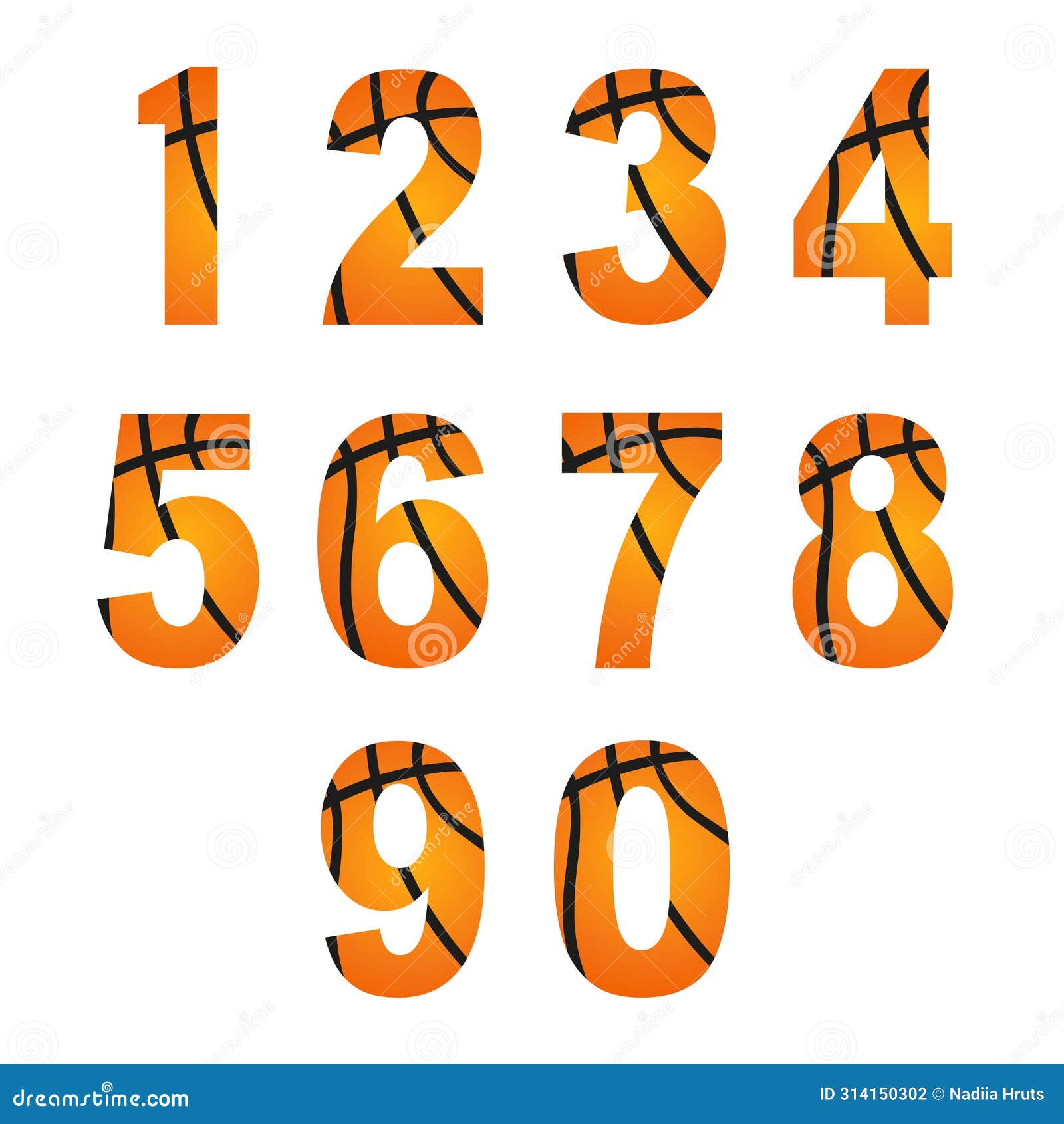 Checkered Numbers. Numbers in the Form of a Basketball Stock Vector ...