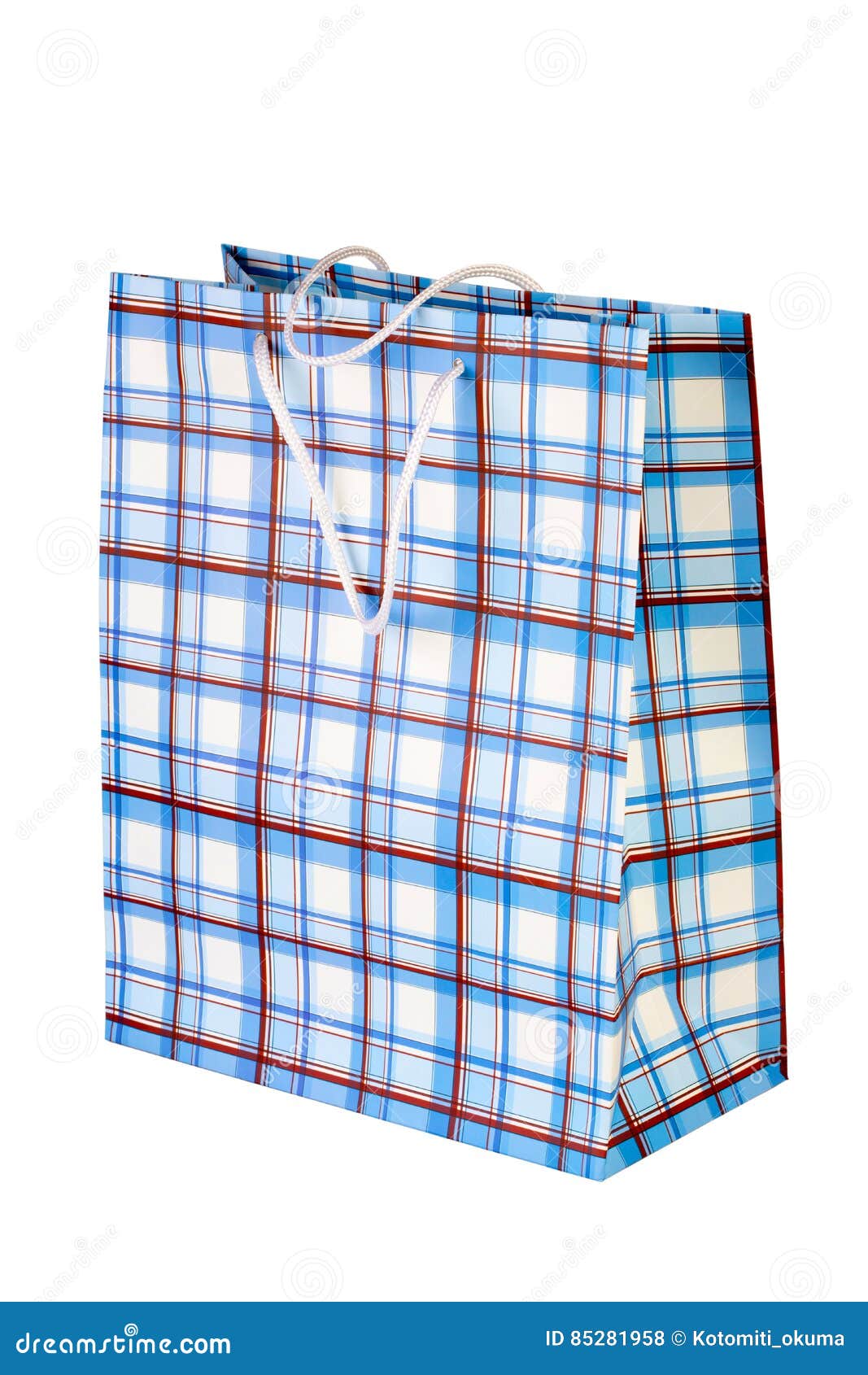 Checkered Paper Shopping Bag Stock Photo - Image of white, handle: 85281958