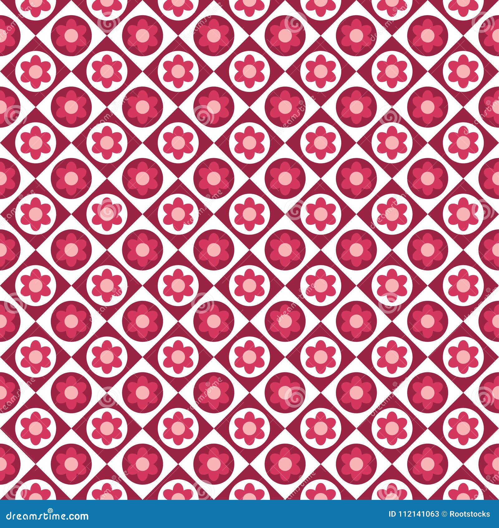 Checkered Pattern with Flowers Stock Illustration - Illustration of ...