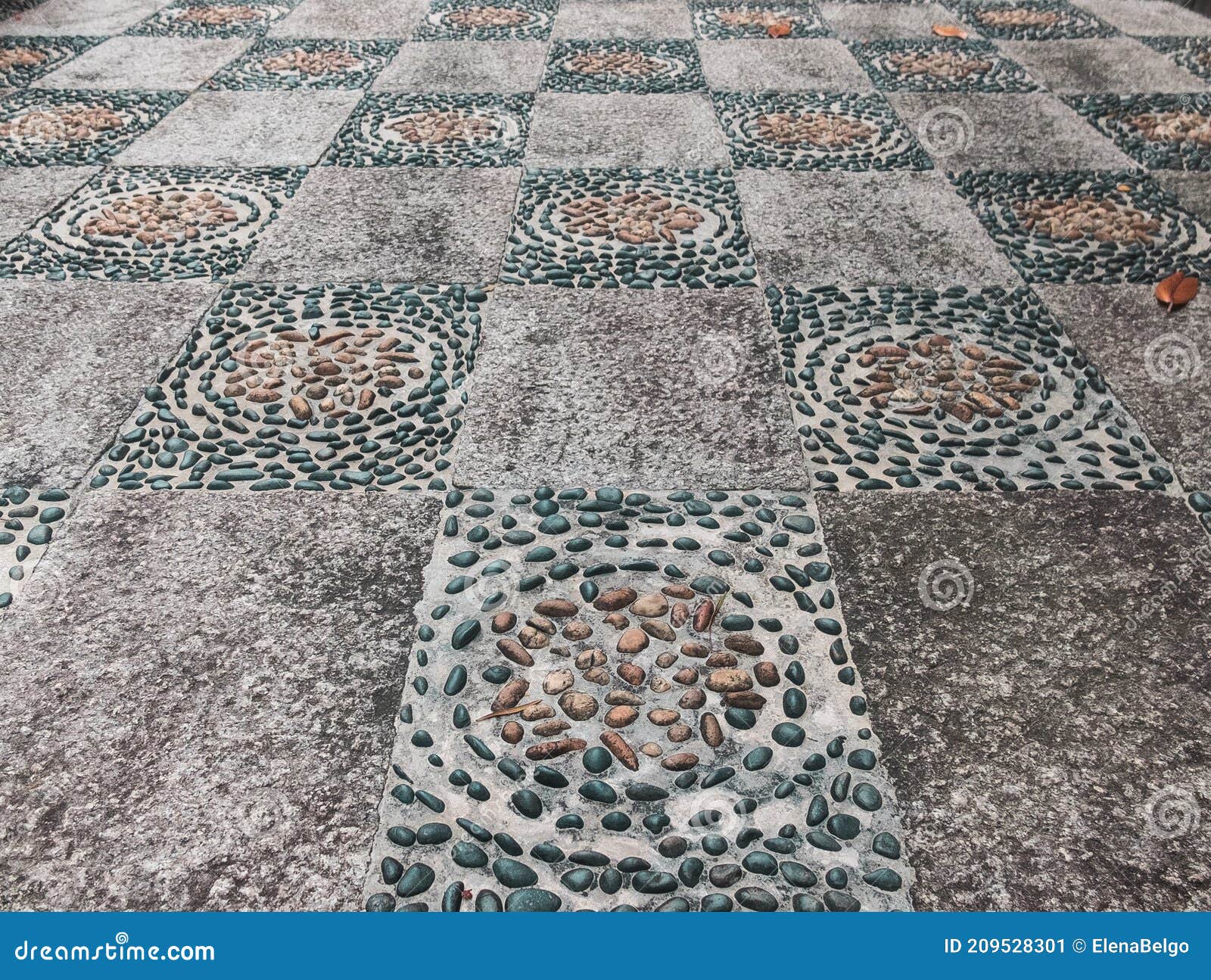 Checkered Pattern on the Path in the Park. Stock Image - Image of ...