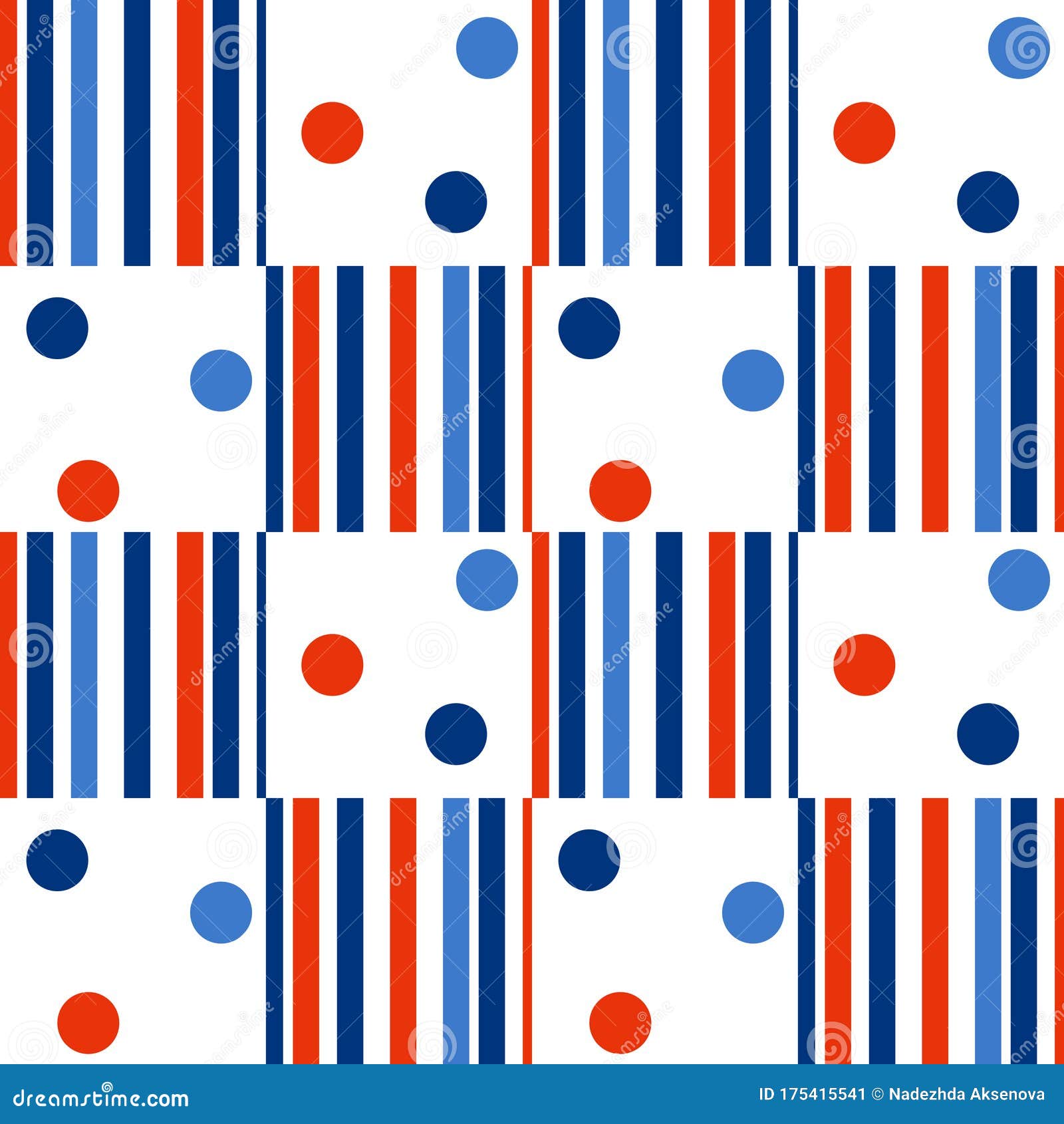 Checkered Pattern and Polka Dot. Vertical Stripes of Different Widths ...