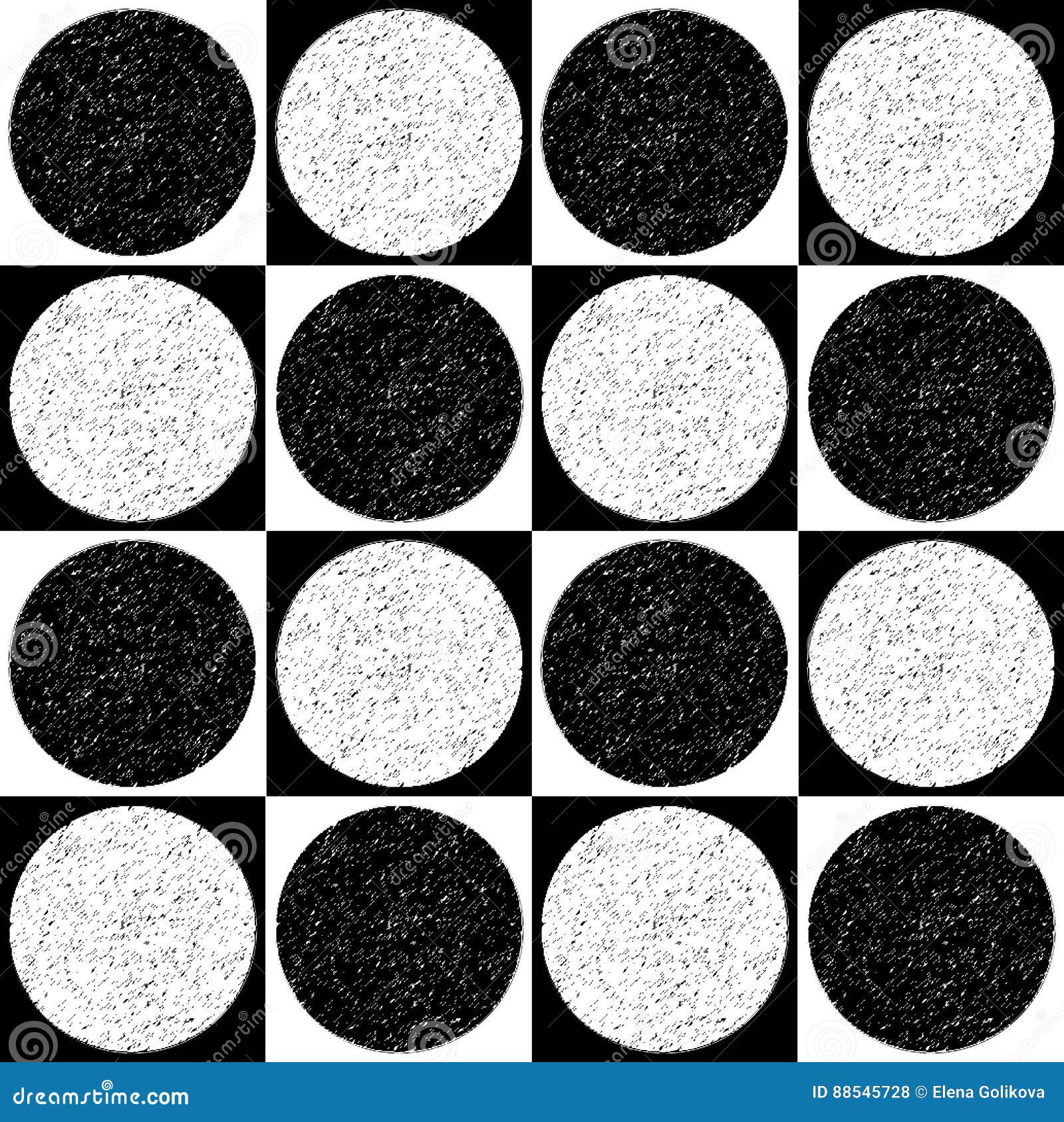 Checkered Pattern with Speckled Circles. Black and White Geometric ...