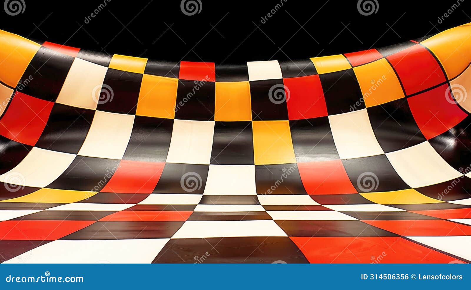 A Checkered Patterned Surface with Red and Yellow Square in the Middle ...