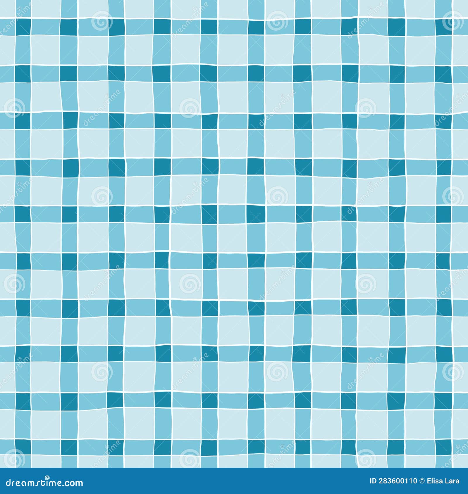 Hand Drawn Checkered Seamless Pattern. Light Blue Stock Vector ...