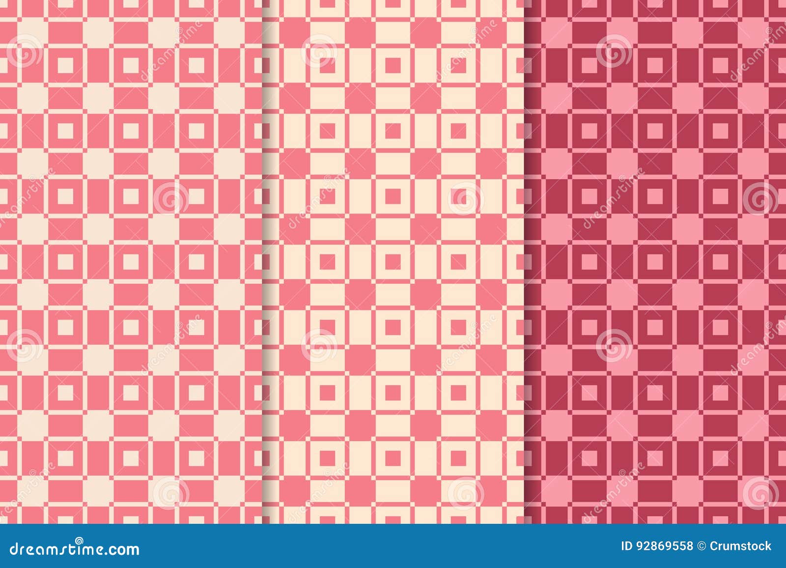 Checkered Plaid Fabric Background. Red Seamless Patterns Set Stock ...