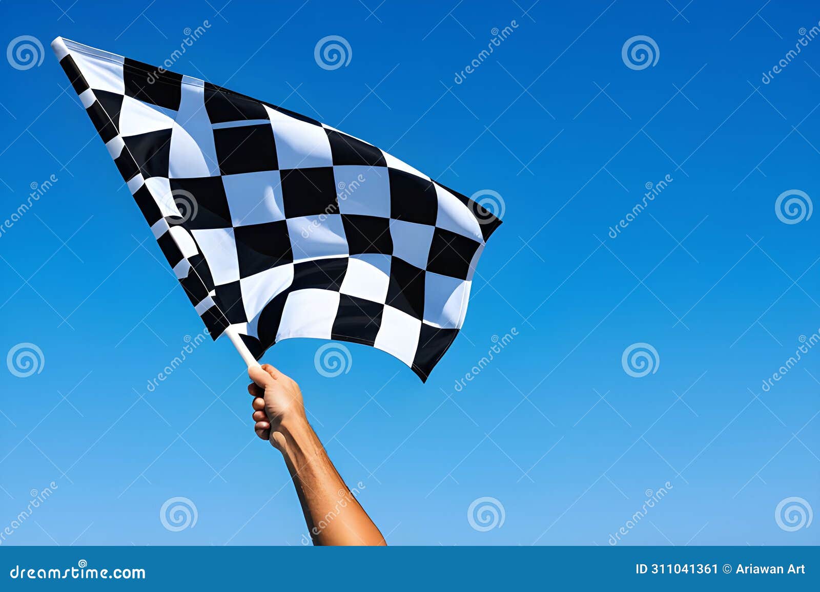Checkered Race Flag in Hand. Stock Illustration - Illustration of rally ...