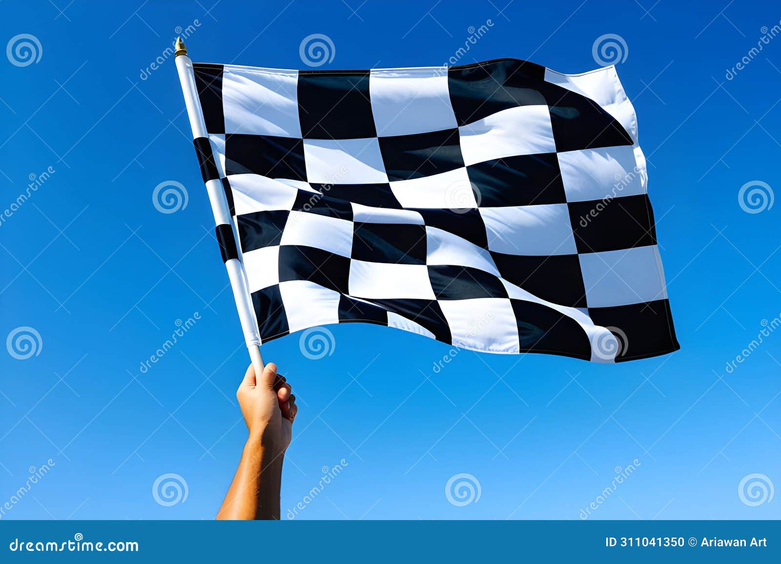 Checkered Race Flag in Hand. Stock Illustration - Illustration of race ...