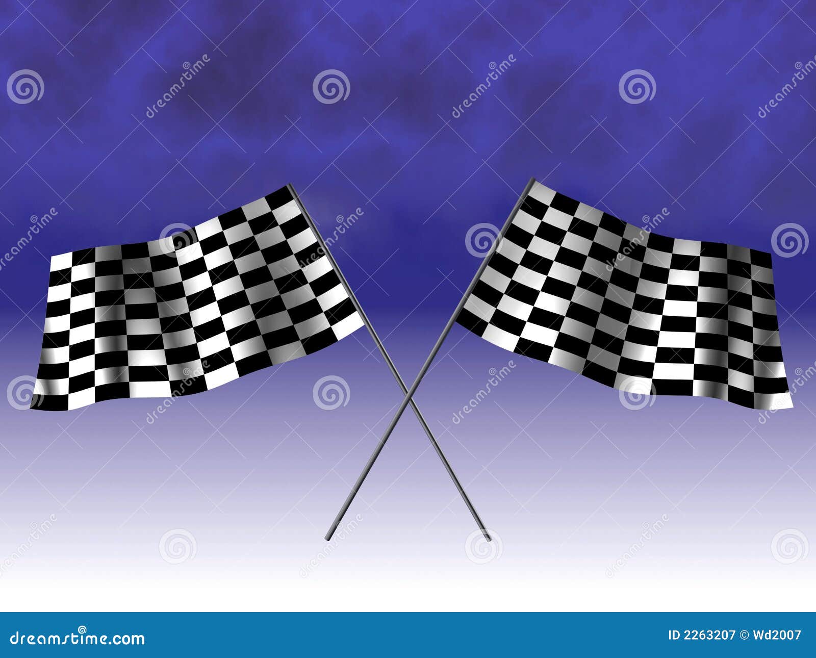 Double Checkered Racing Flag. Black And White Pictogram Depicting ...