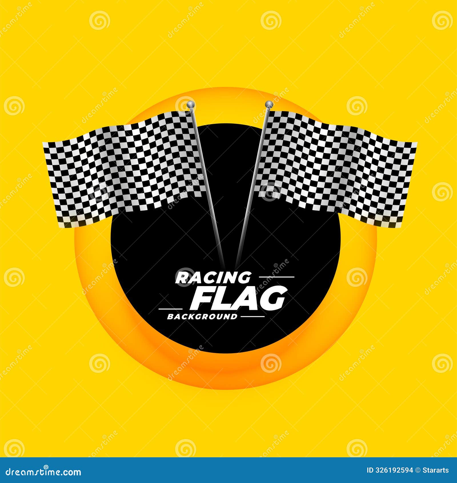 Checkered Rally Flag Yellow Background for Formula One Sport Stock ...