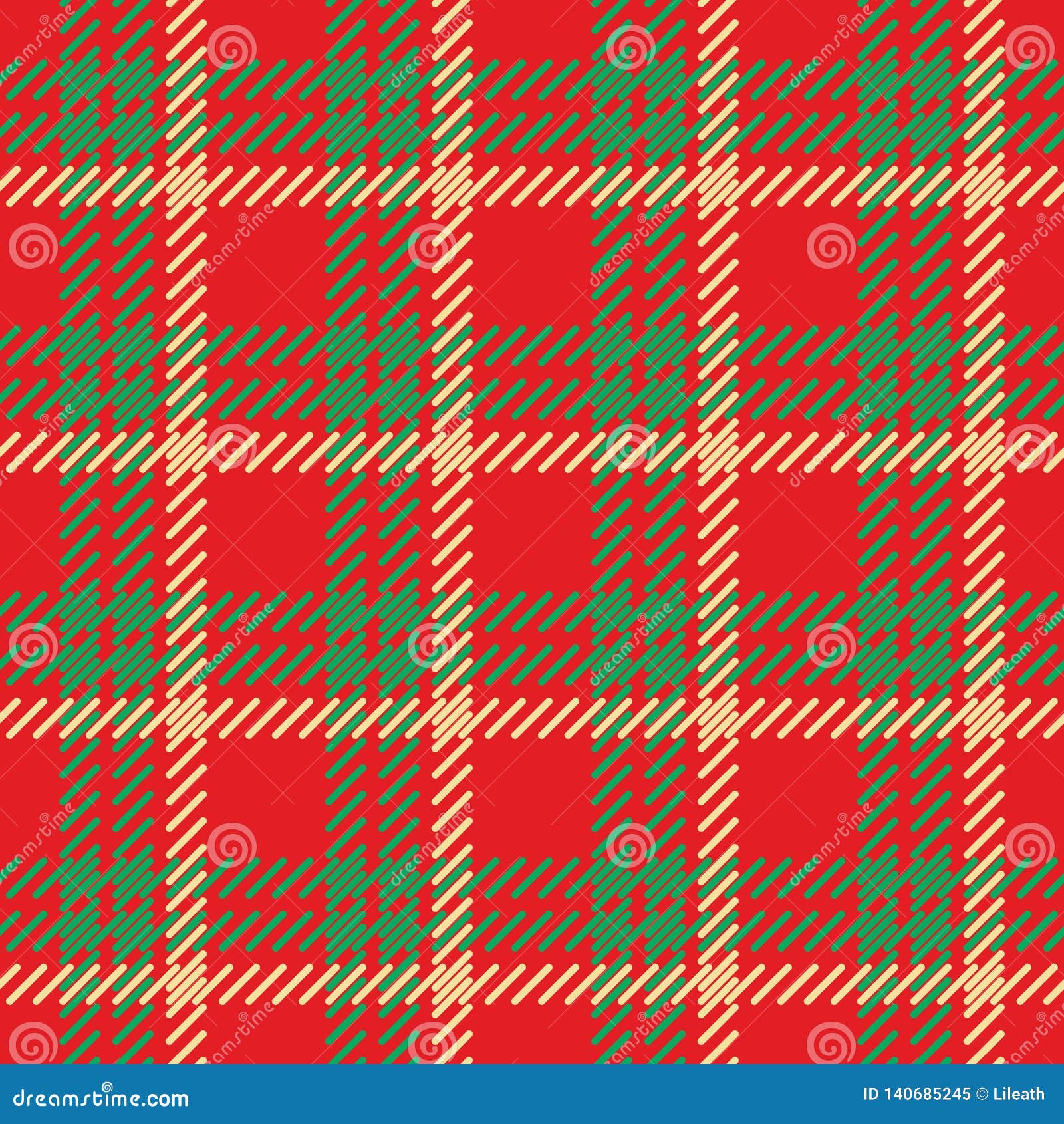 Checkered Red Fabric with Green and Light Yellow Stripes. Seamless ...