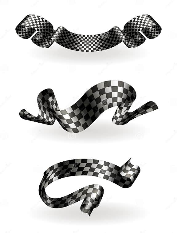 Checkered ribbons set stock vector. Illustration of insignia - 20443950