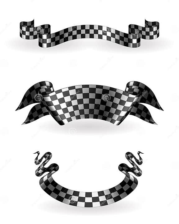 Checkered ribbons set stock vector. Illustration of finish - 20444901