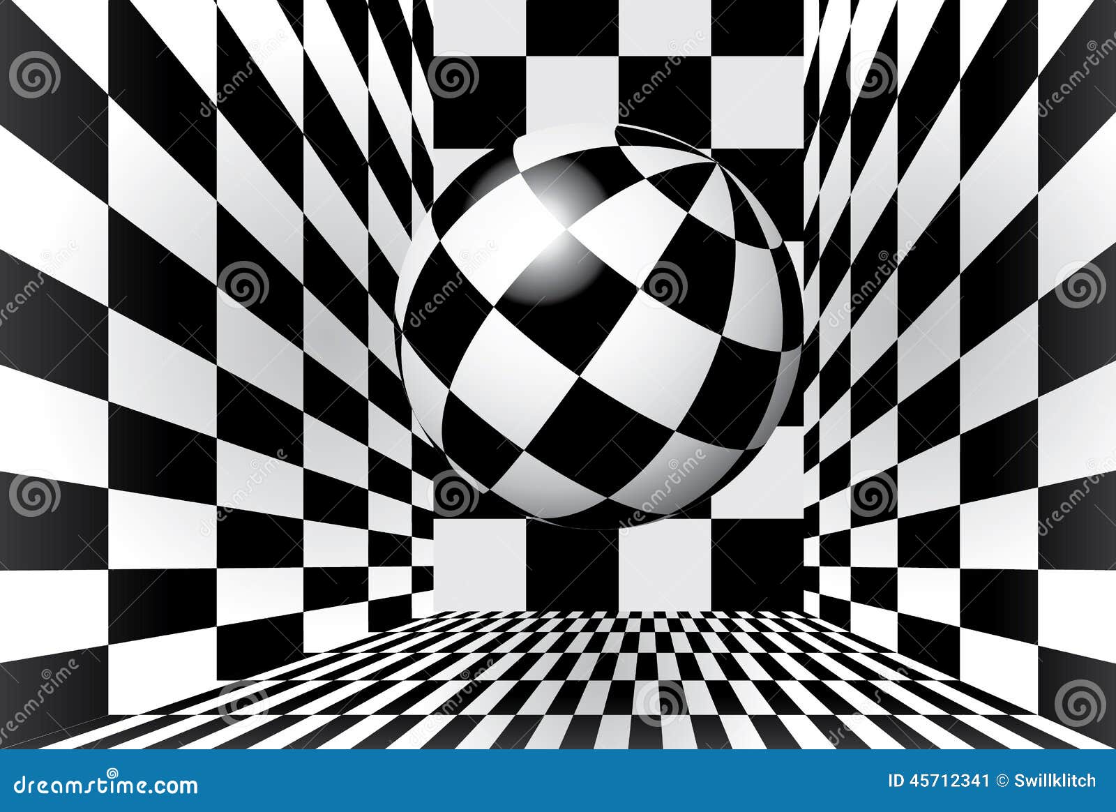 Checkered room with ball stock vector. Illustration of indoor - 45712341