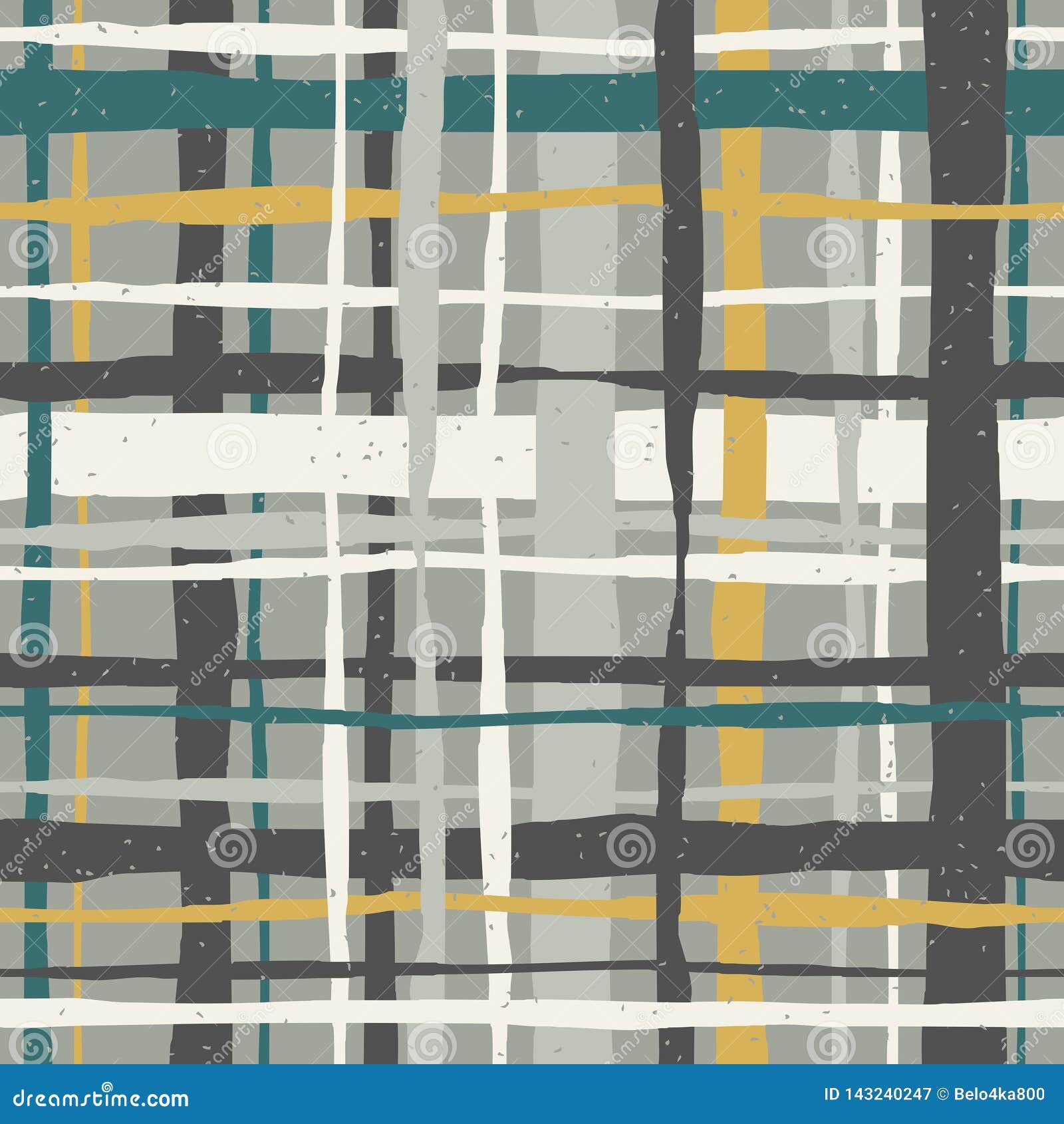 Checkered Seamless Pattern with Hand Drawn Stripes. Stock Vector ...