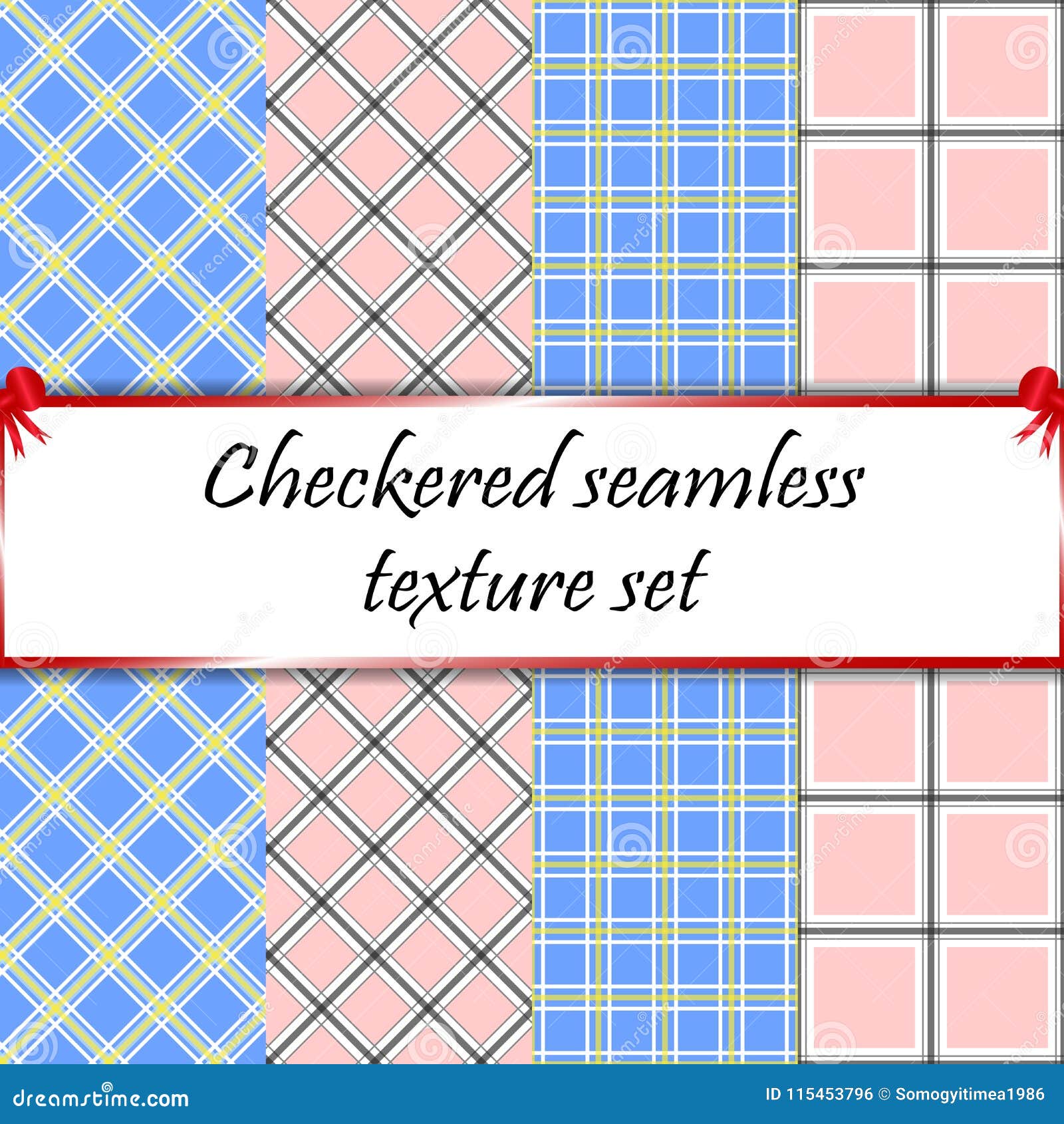 Checkered Seamless Texture Set. Stock Vector - Illustration of four ...