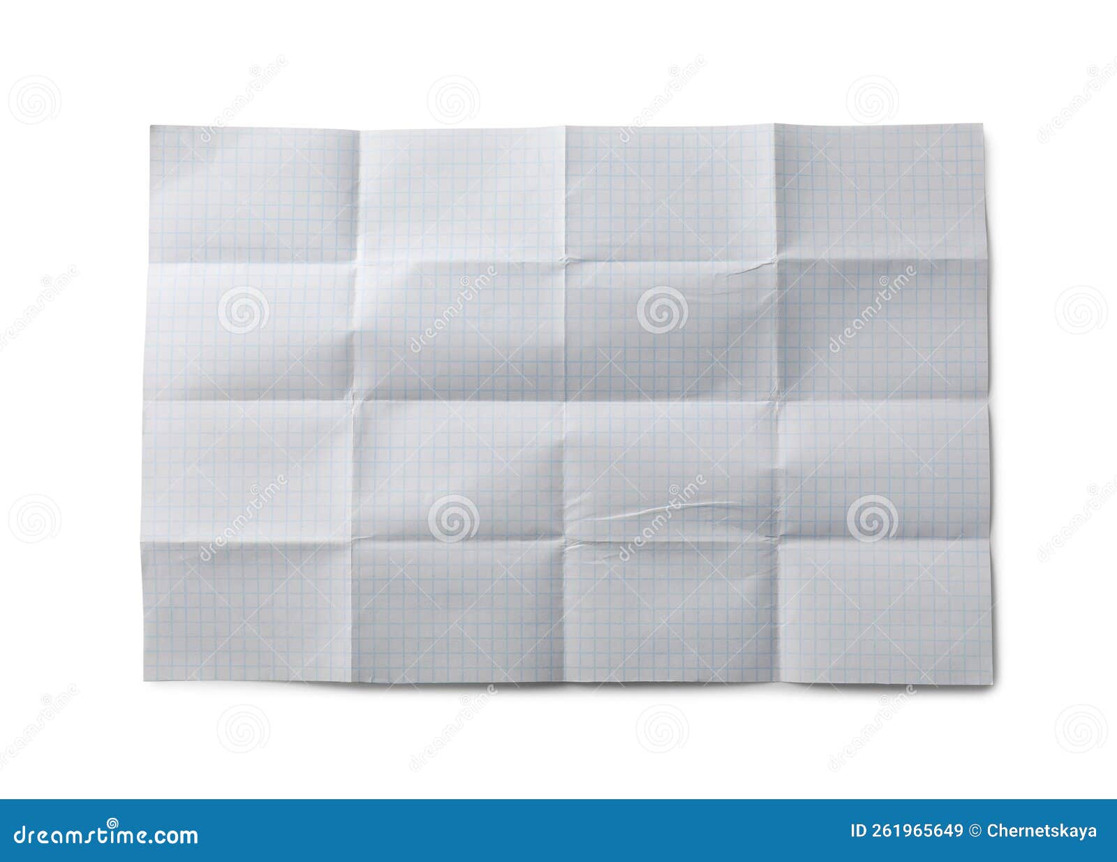 Checkered Sheet of Paper with Creases on White Background, Top View ...